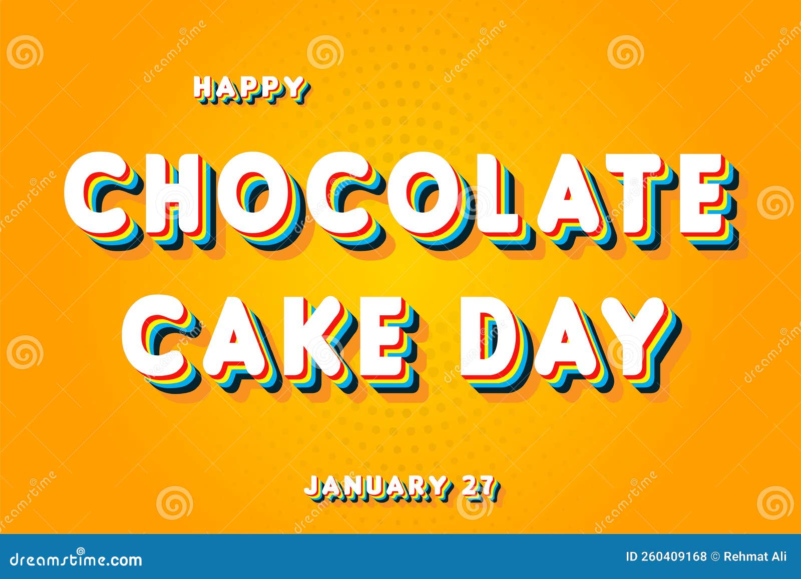 Happy Chocolate Cake Day, January 27. Calendar of January Retro Text ...