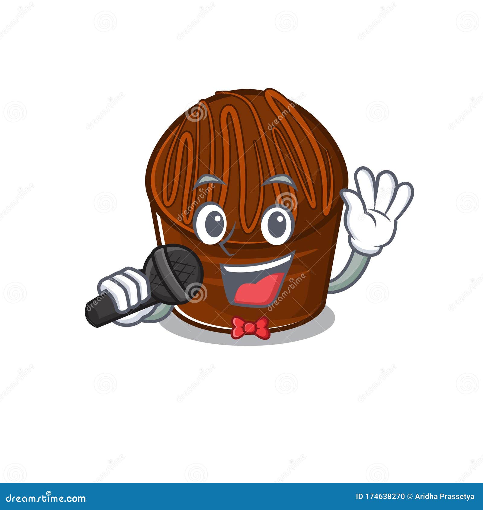 Happy Chocolate Candy Singing on a Microphone Stock Vector ...