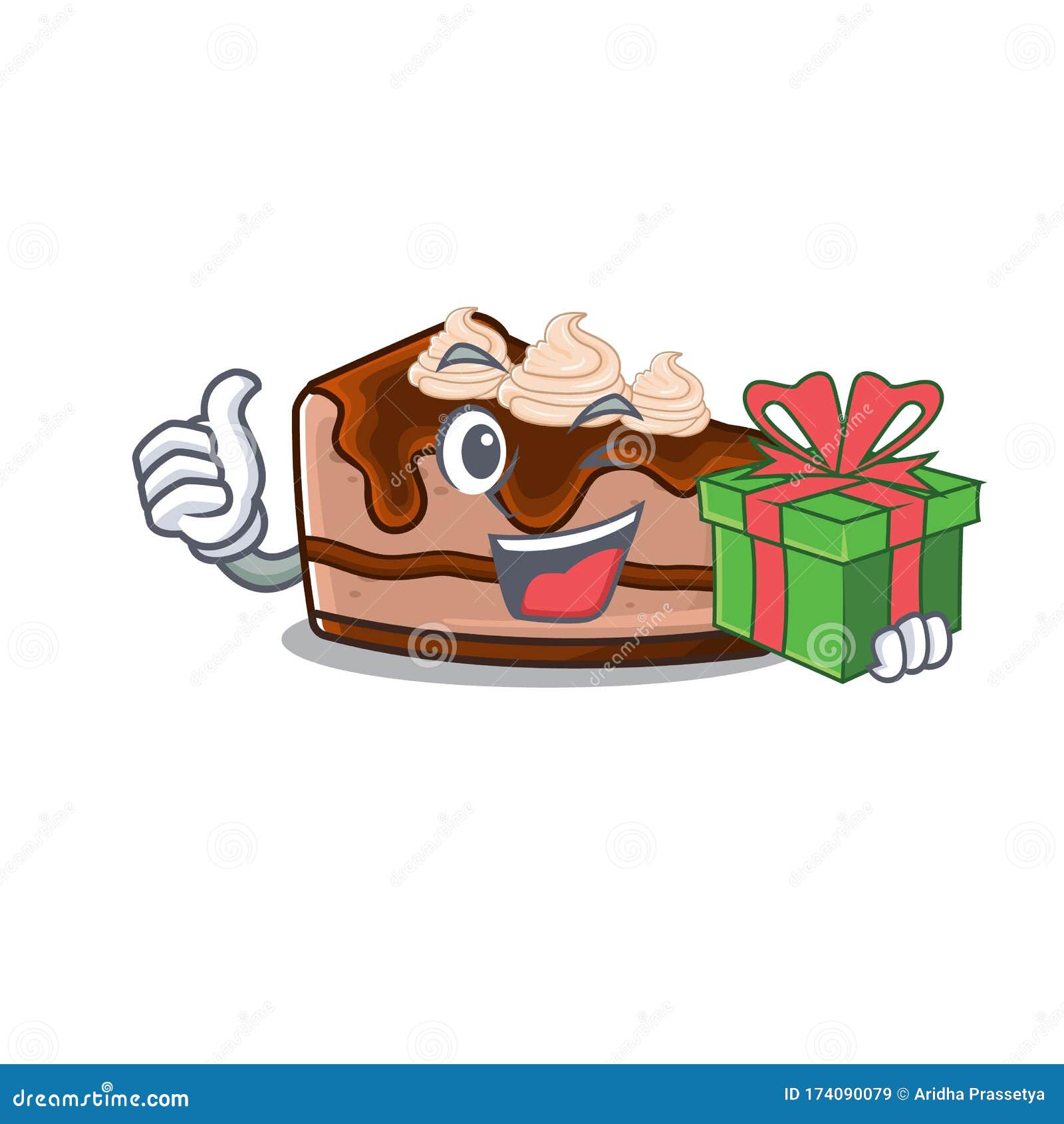 Happy Chocolate Cheesecake Character Having a Gift Box Stock Vector ...