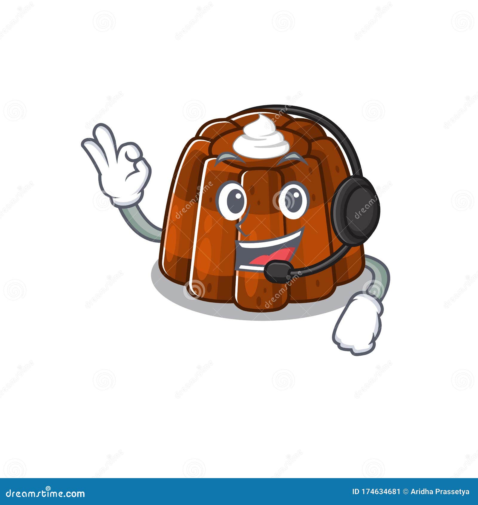 Happy Chocolate Pudding Mascot Design Style Wearing Headphone Stock ...