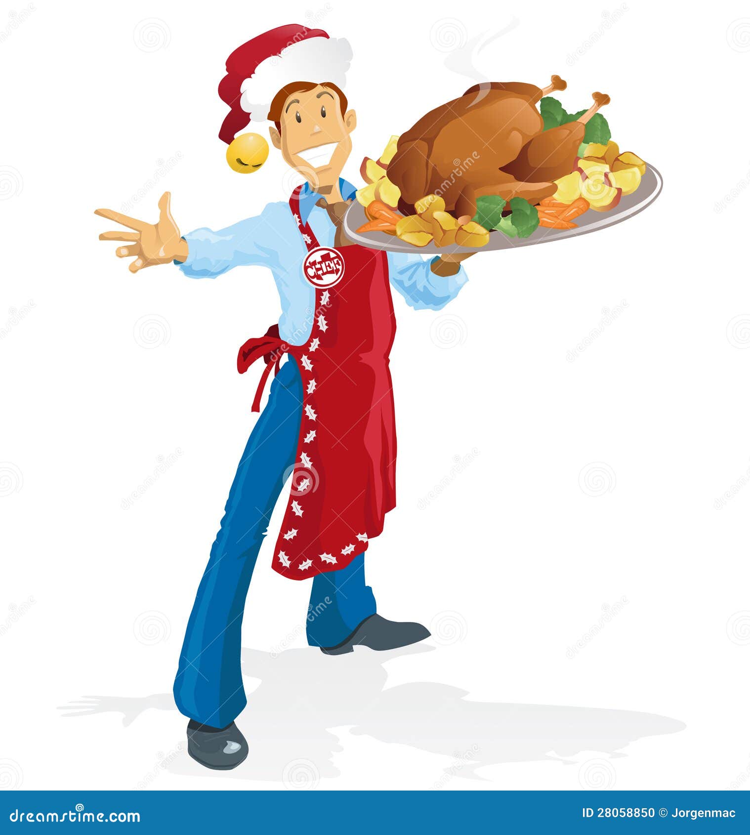 Happy Christmas Chef stock illustration. Illustration of dinner - 28058850