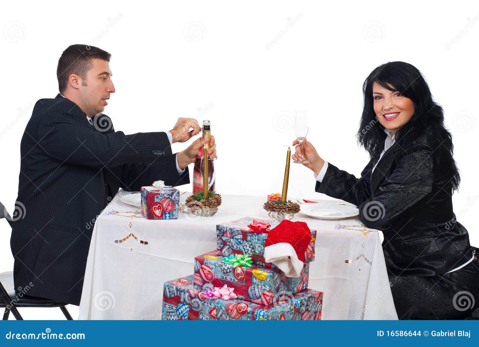 Happy Christmas Couple Ready for Toast Stock Photo - Image of festivity ...