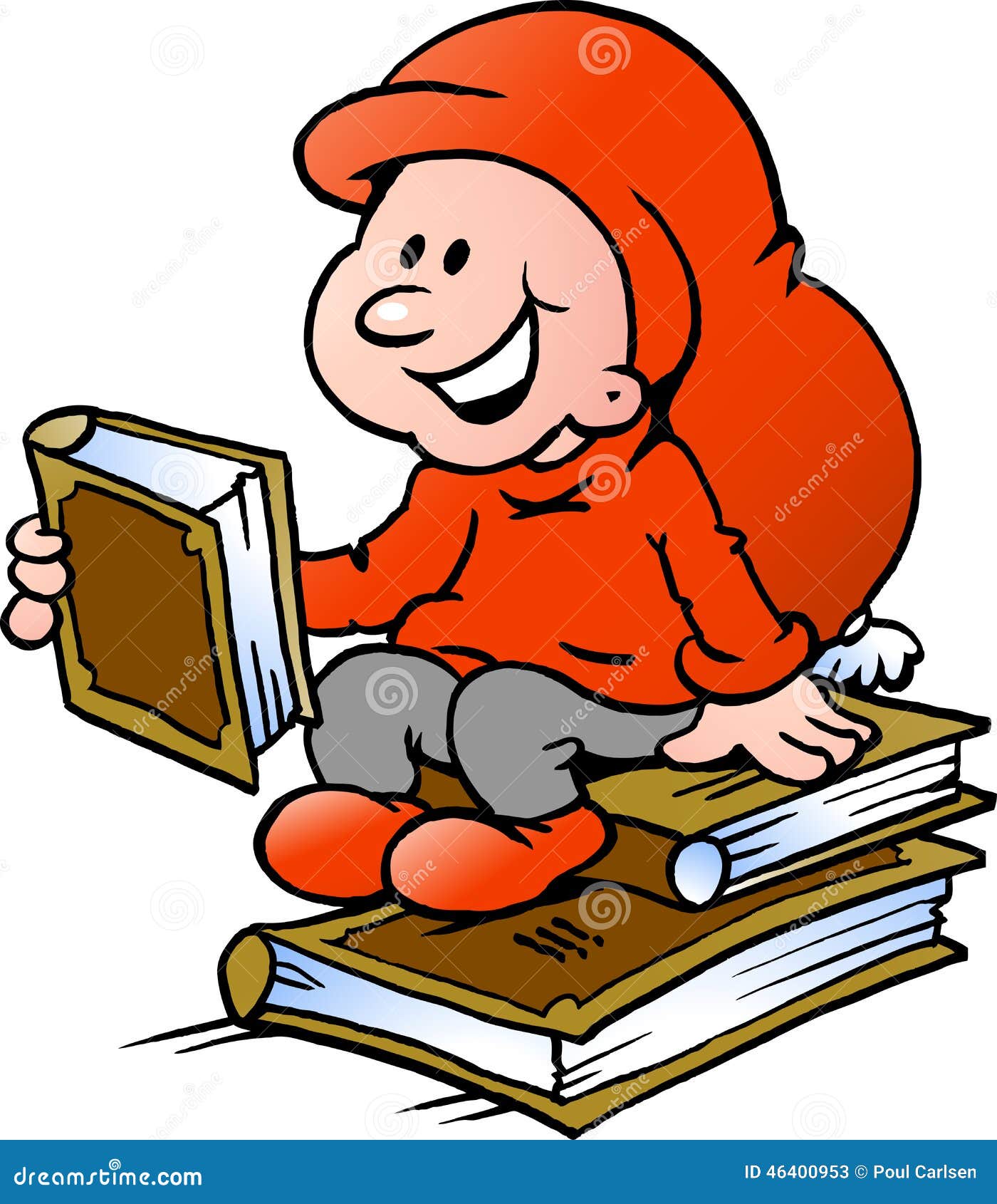 Happy Christmas Elf Reading Books Stock Vector - Illustration of santa ...