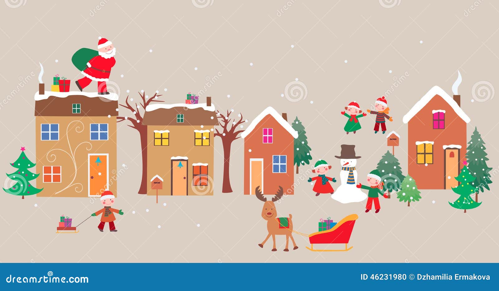 Happy christmas eve stock vector. Illustration of children - 46231980