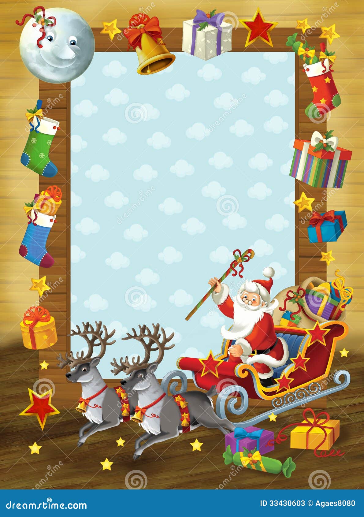 The Happy Christmas Frame - Illustration for the Children Stock ...