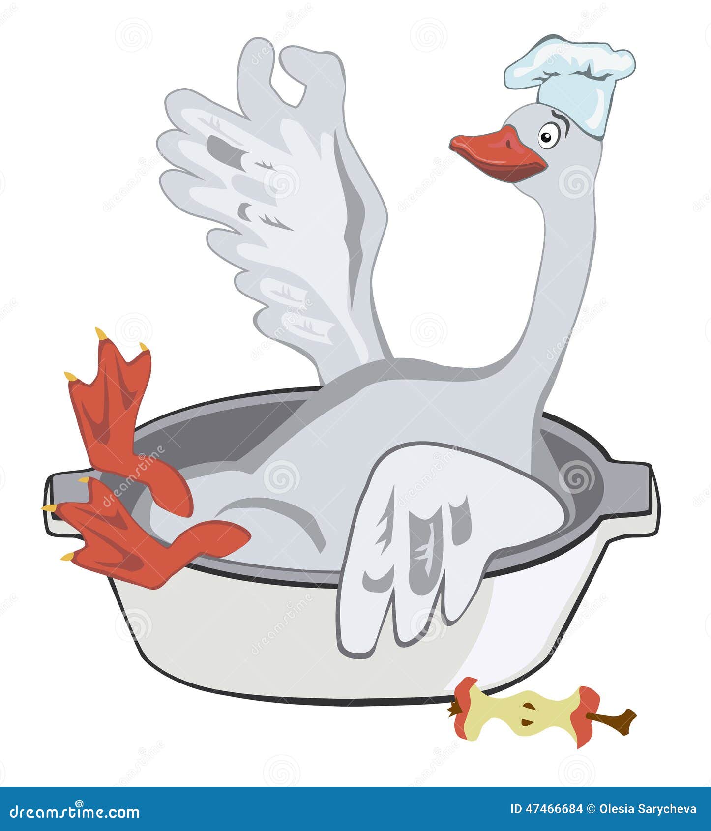 Happy Christmas Goose in a Chef S Hat with an Apple Stock Illustration ...