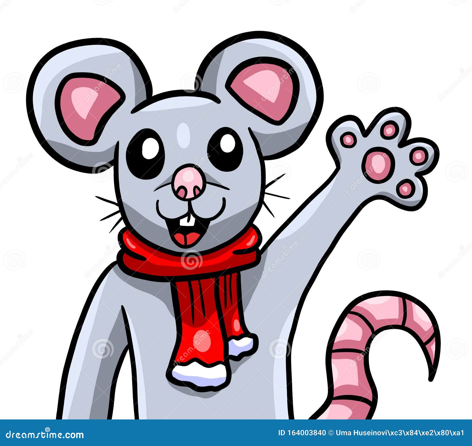 Happy Waving Little Christmas Mouse Stock Illustration - Illustration ...
