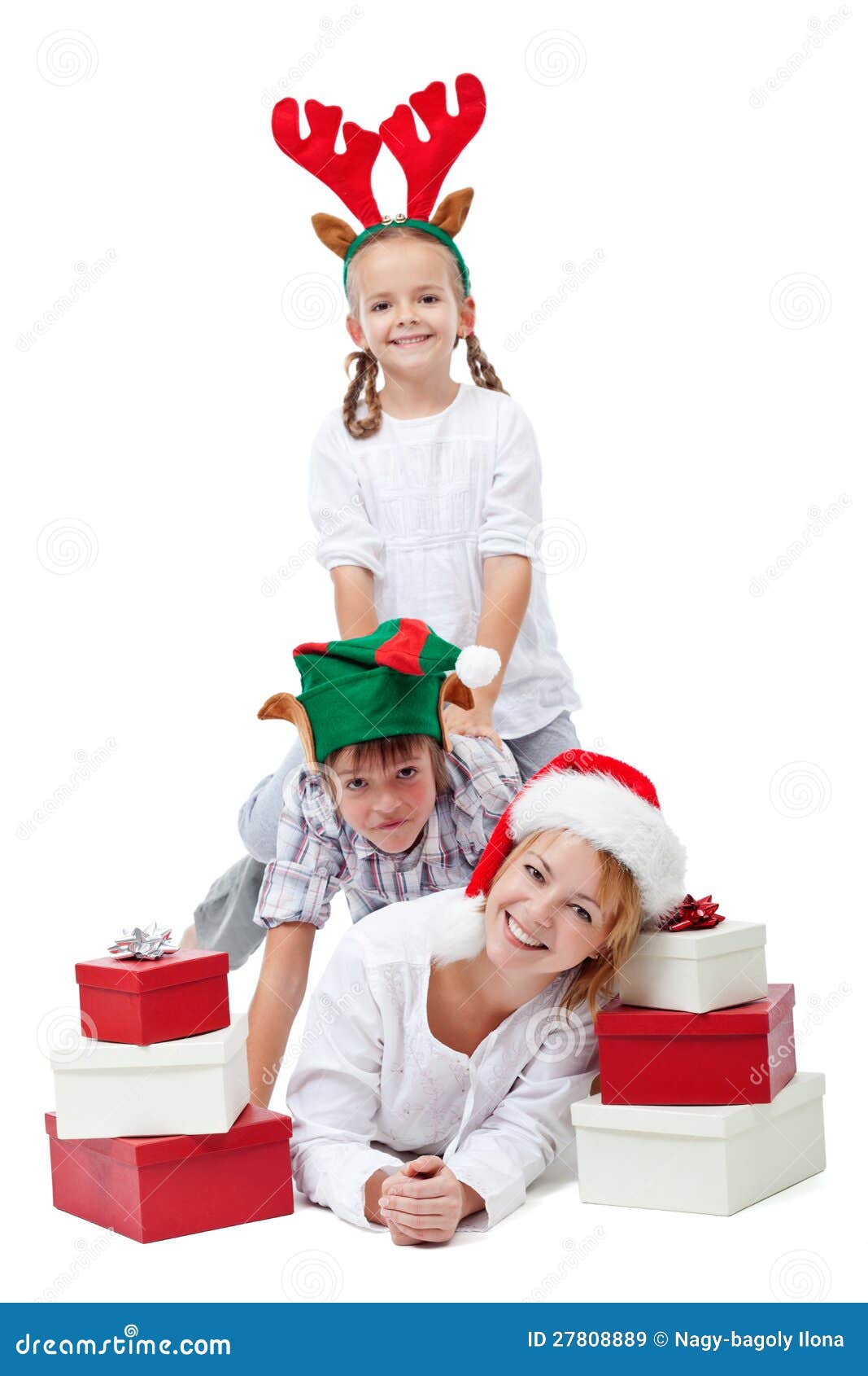 Happy Christmas People with Presents Stock Image - Image of happiness ...