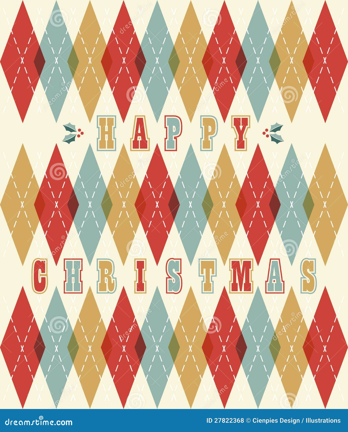 Happy Christmas Retro Geometric Pattern Stock Vector - Illustration of ...
