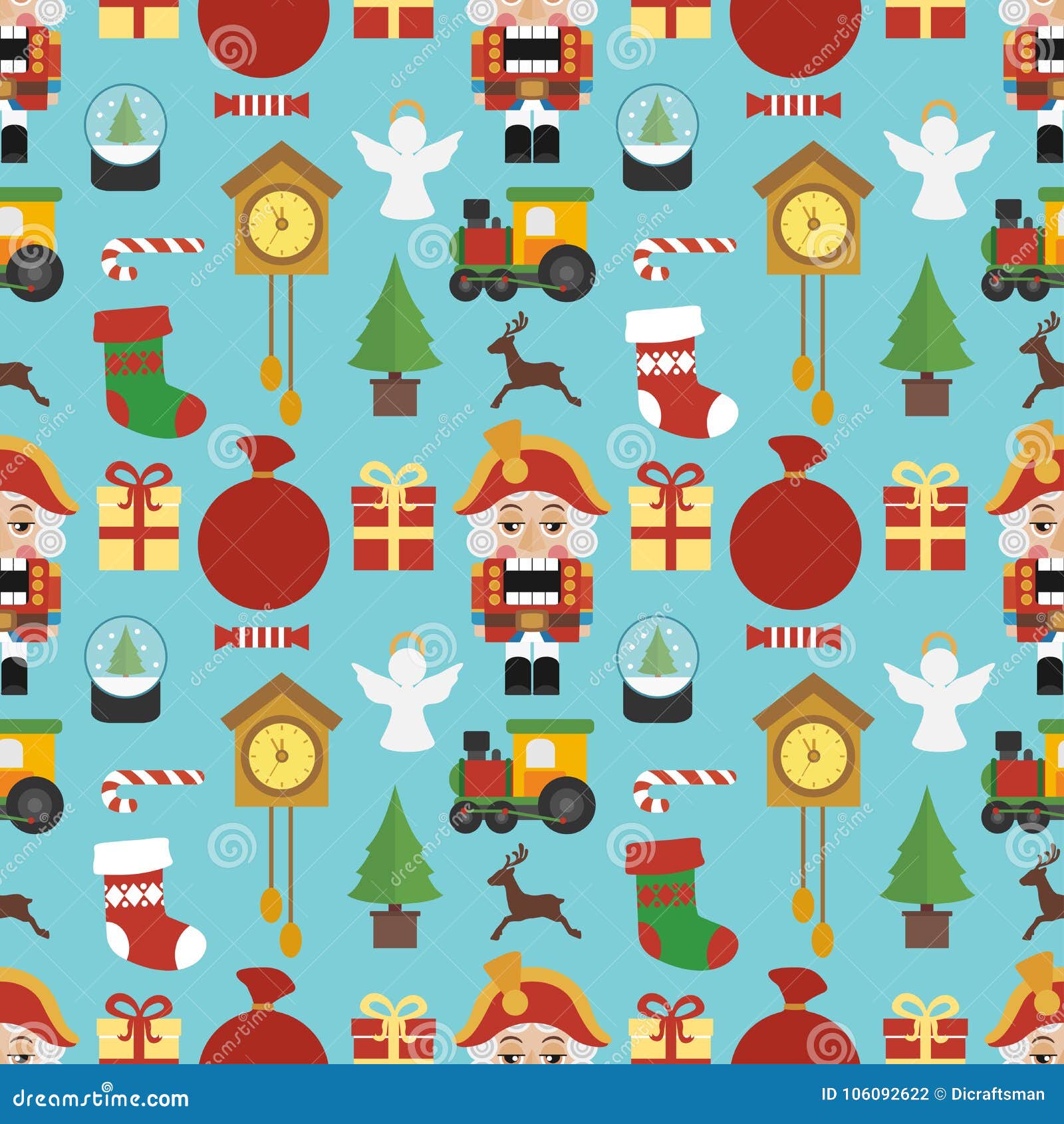 Happy Christmas Seamless with Nutcracker Design Flat Stock Vector ...