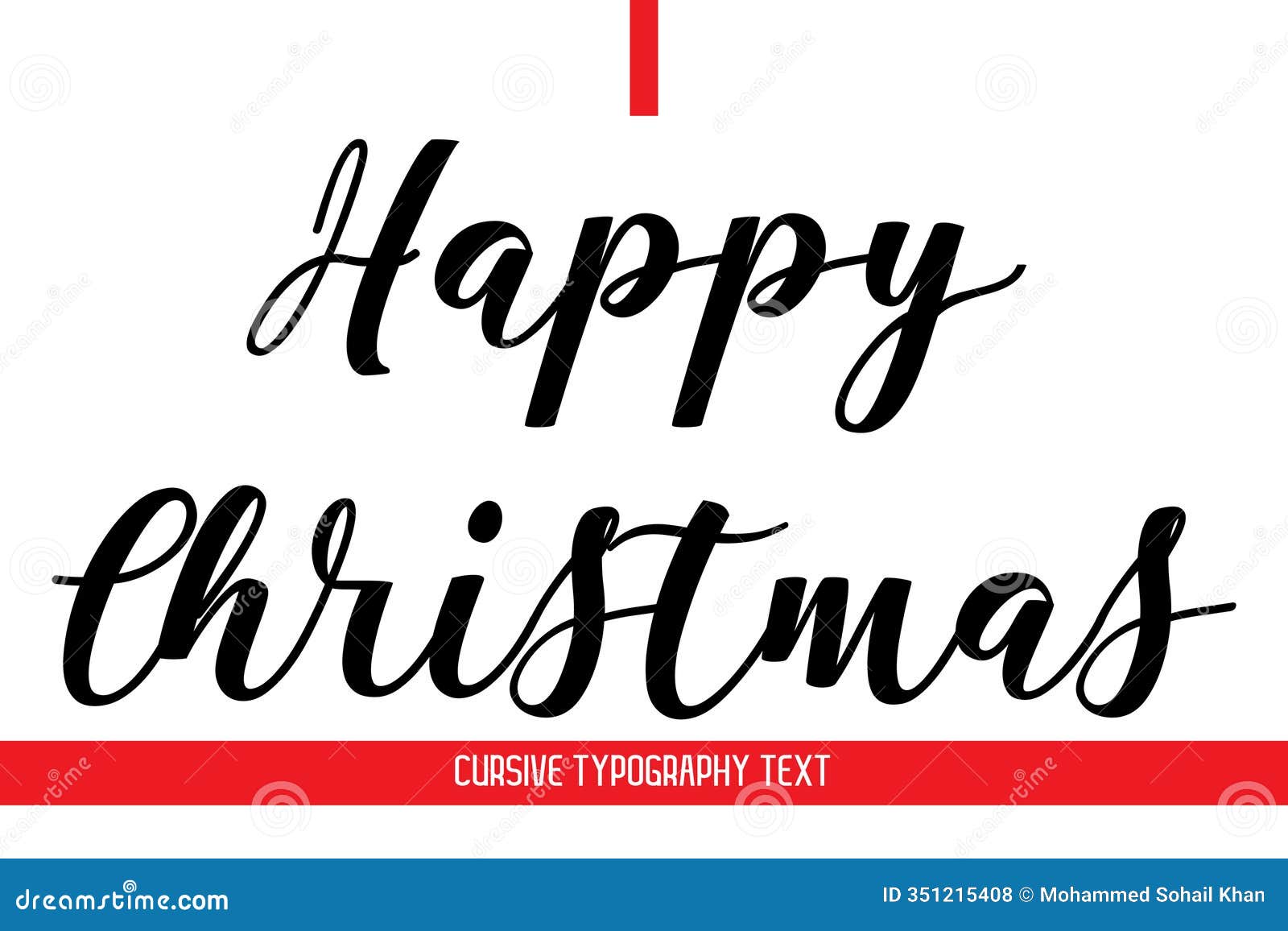 Happy Christmas Text Typography Cursive Style Stock Illustration ...