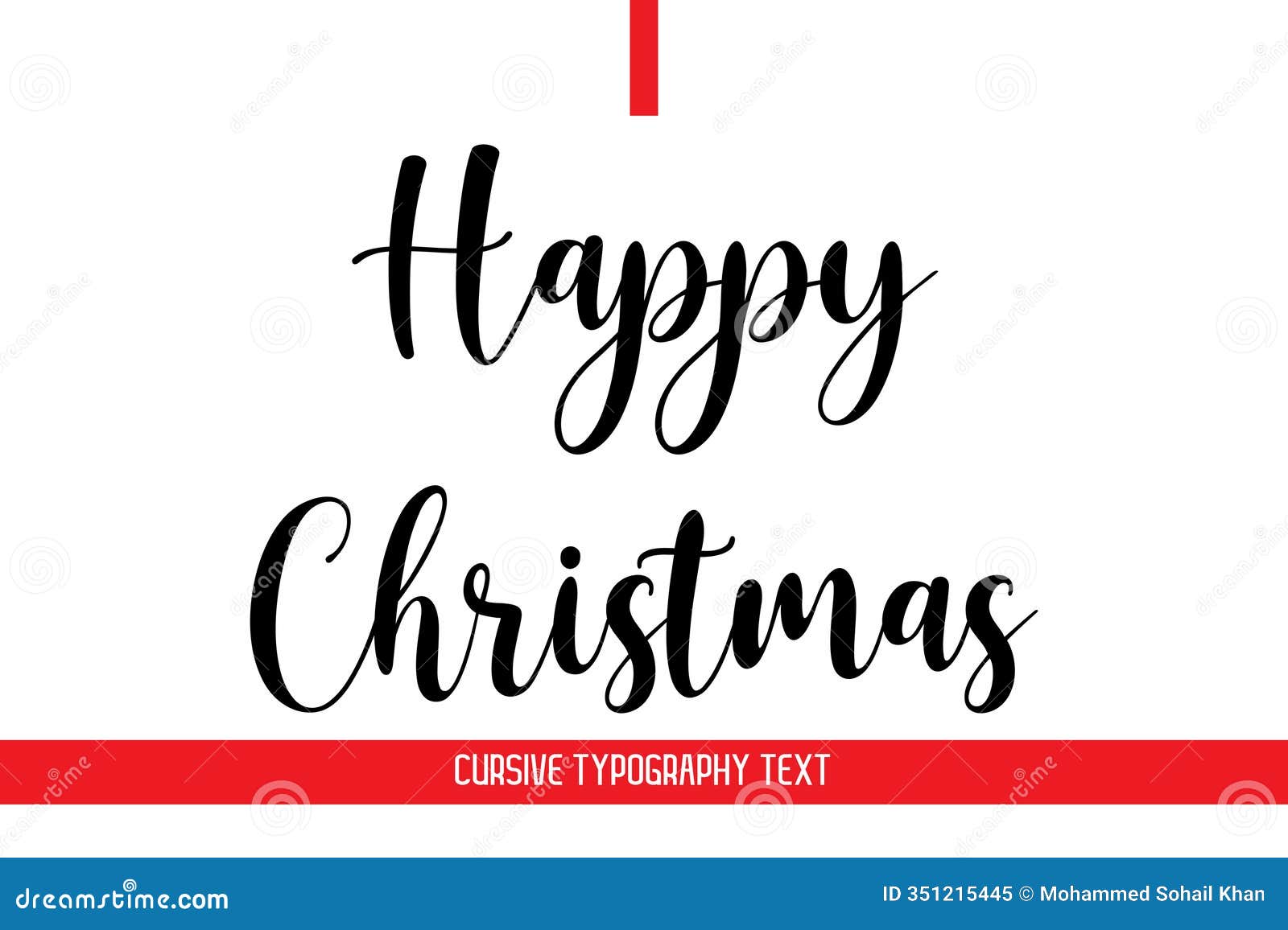 Happy Christmas Text Typography Cursive Style Stock Illustration ...