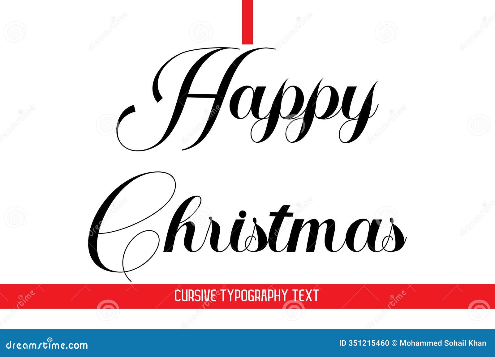 Happy Christmas Text Typography Cursive Style Stock Illustration ...