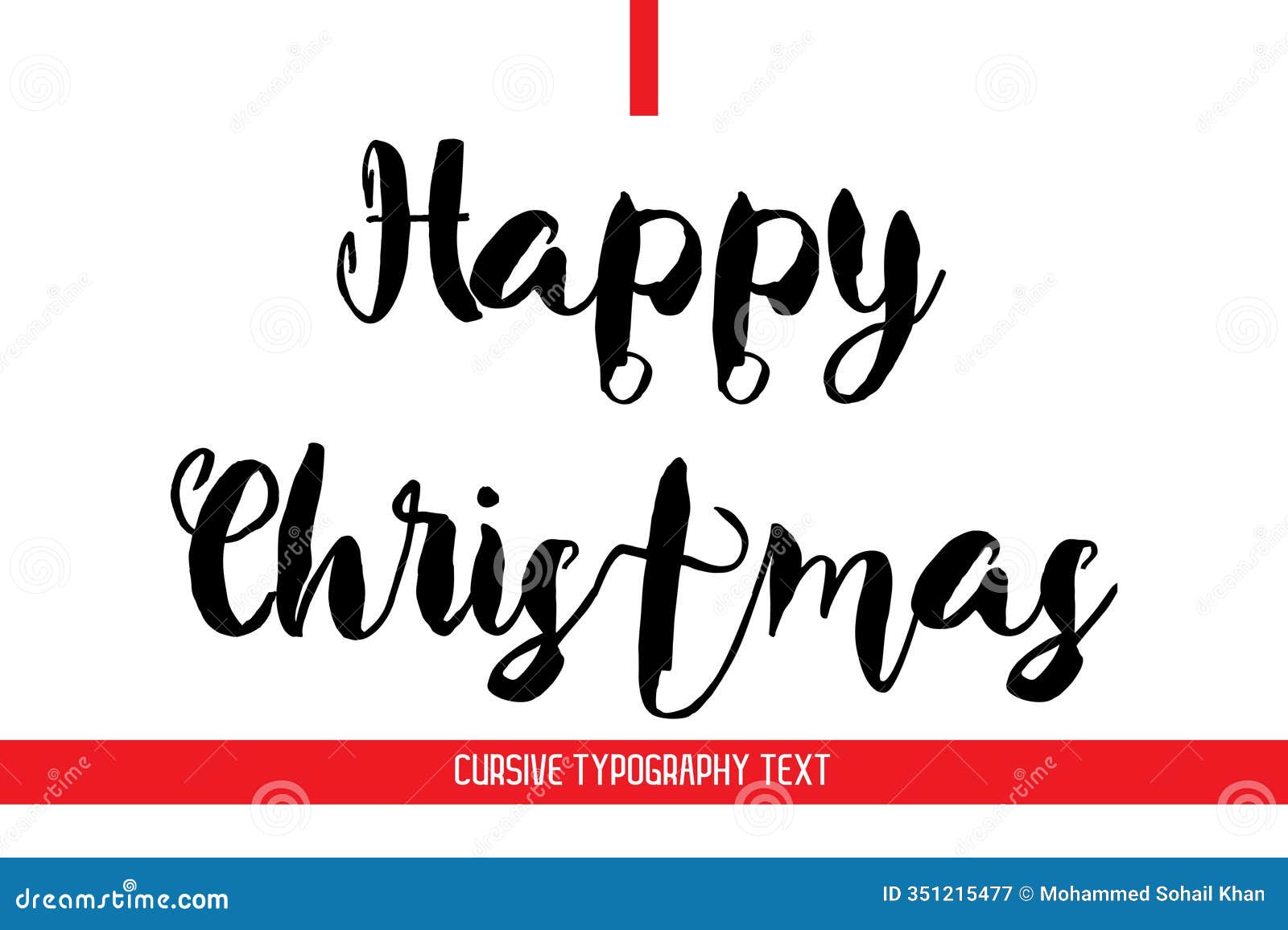 Happy Christmas Text Typography Cursive Style Stock Illustration ...