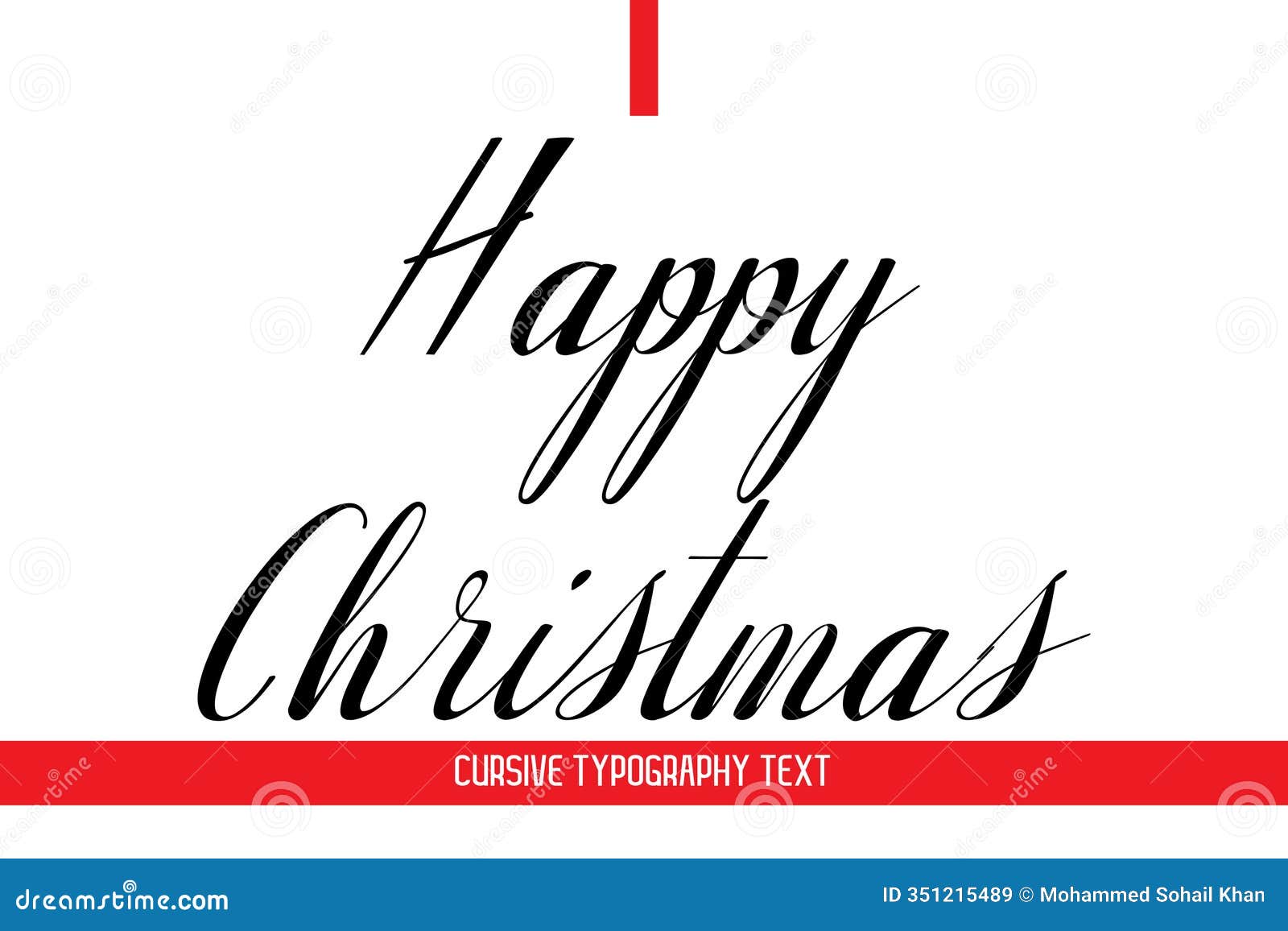 Happy Christmas Text Typography Cursive Style Stock Vector ...