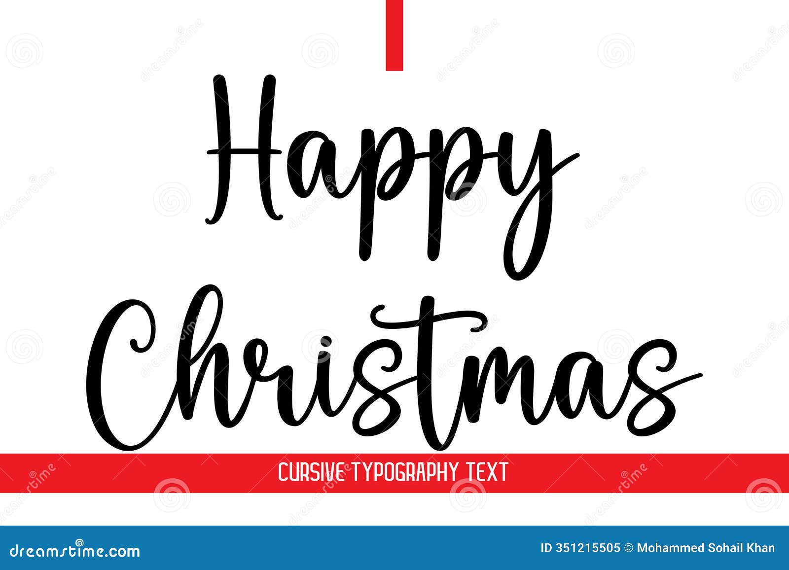 Happy Christmas Text Typography Cursive Style Stock Vector ...