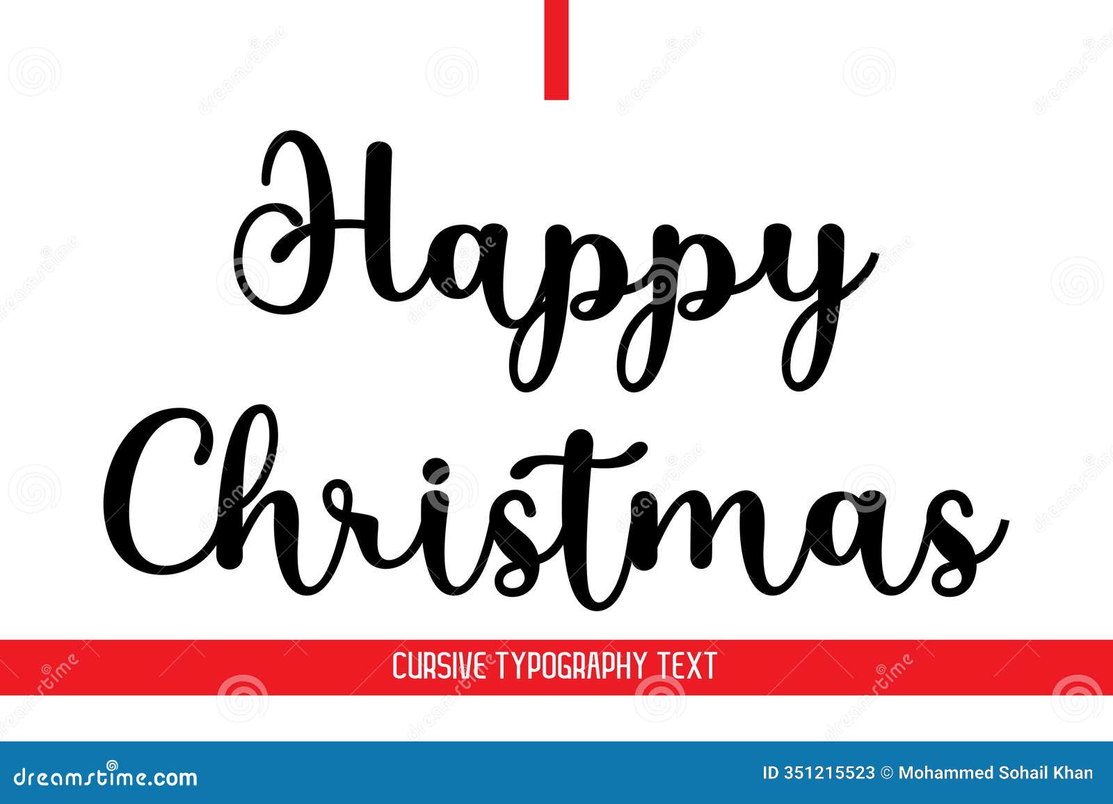 Happy Christmas Text Typography Cursive Style Stock Vector ...