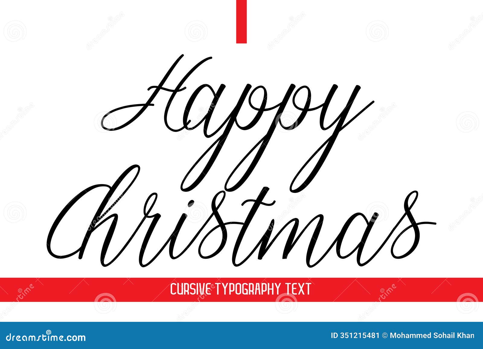 Happy Christmas Text Typography Cursive Style Stock Vector ...