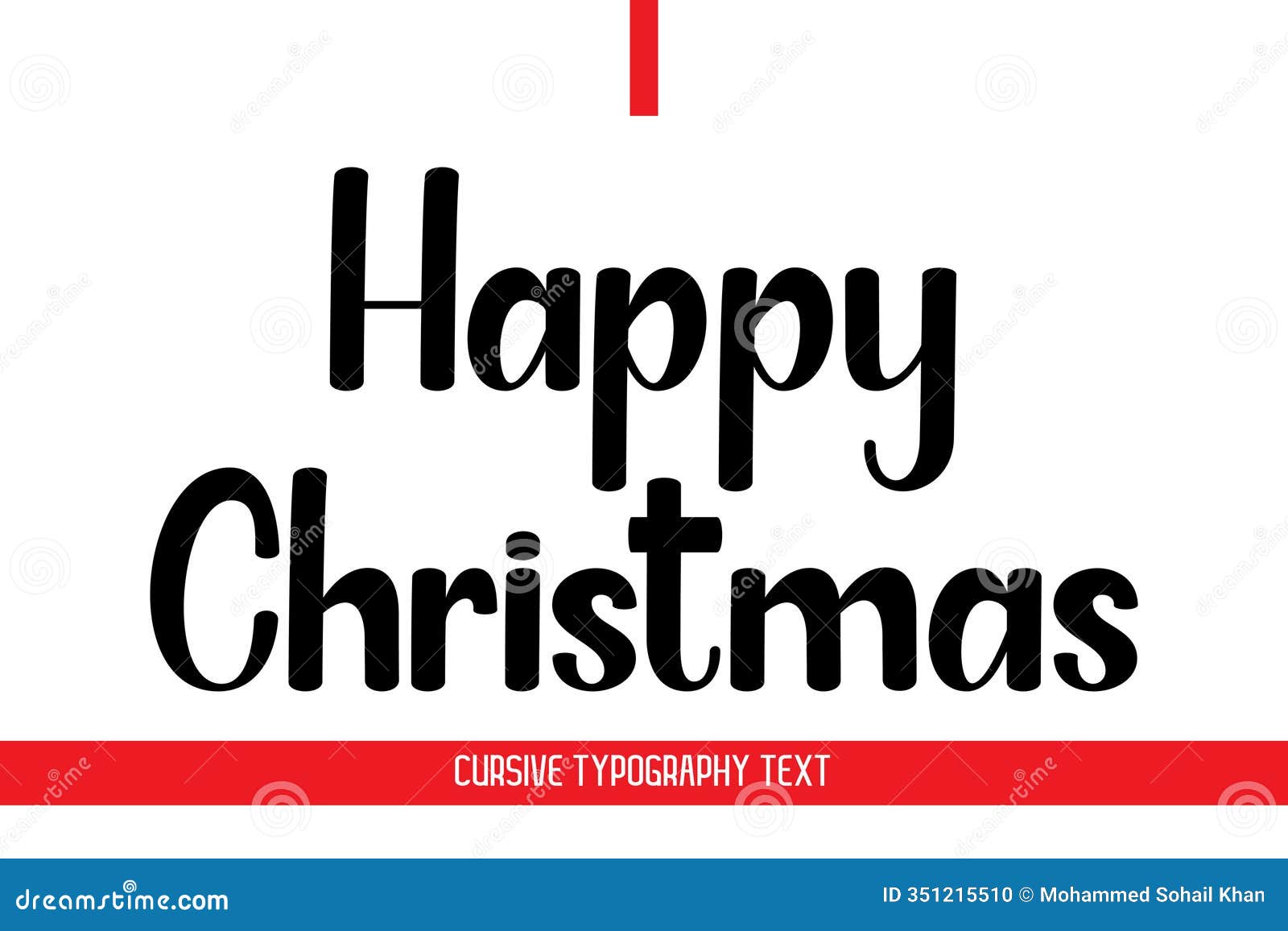 Happy Christmas Text Typography Cursive Style Stock Vector ...