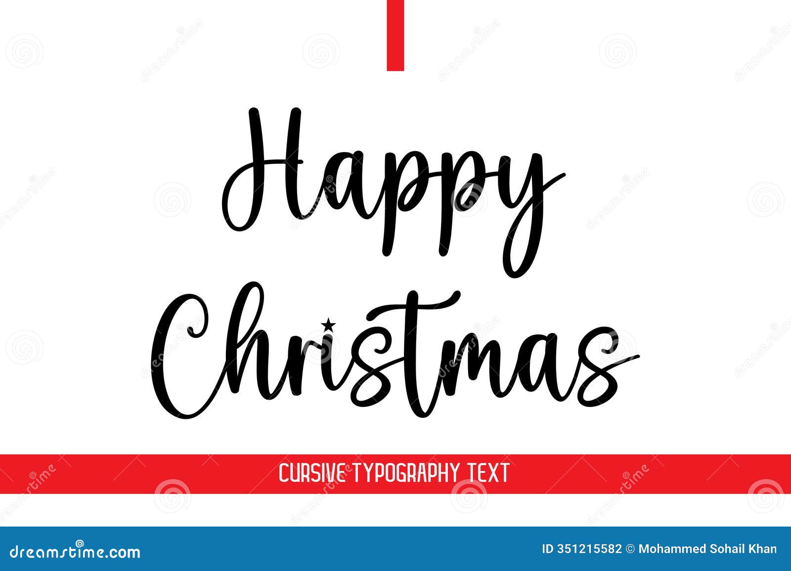 Happy Christmas Text Typography Cursive Style Stock Illustration ...