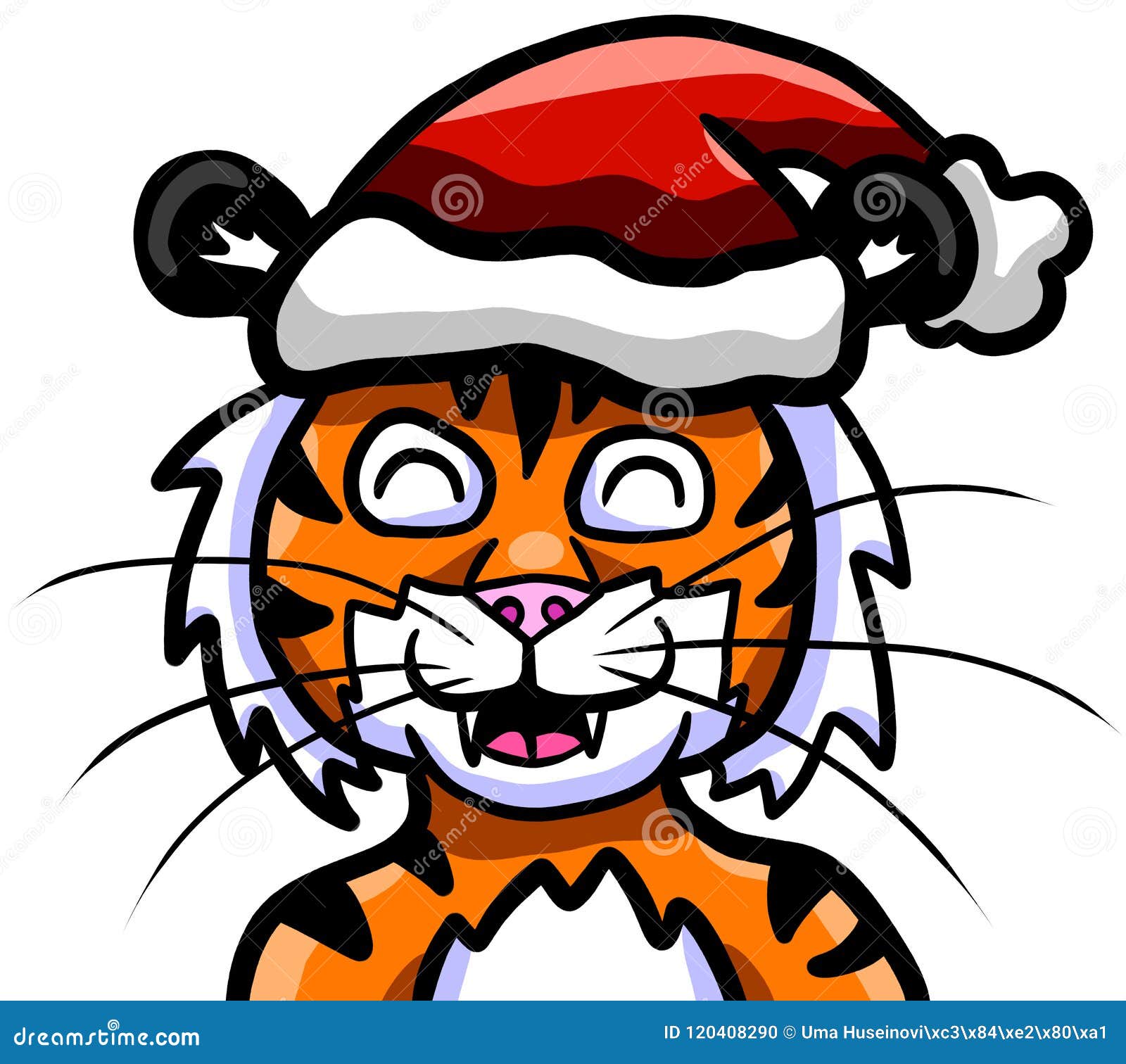 Happy Christmas Tiger stock illustration. Illustration of orange ...