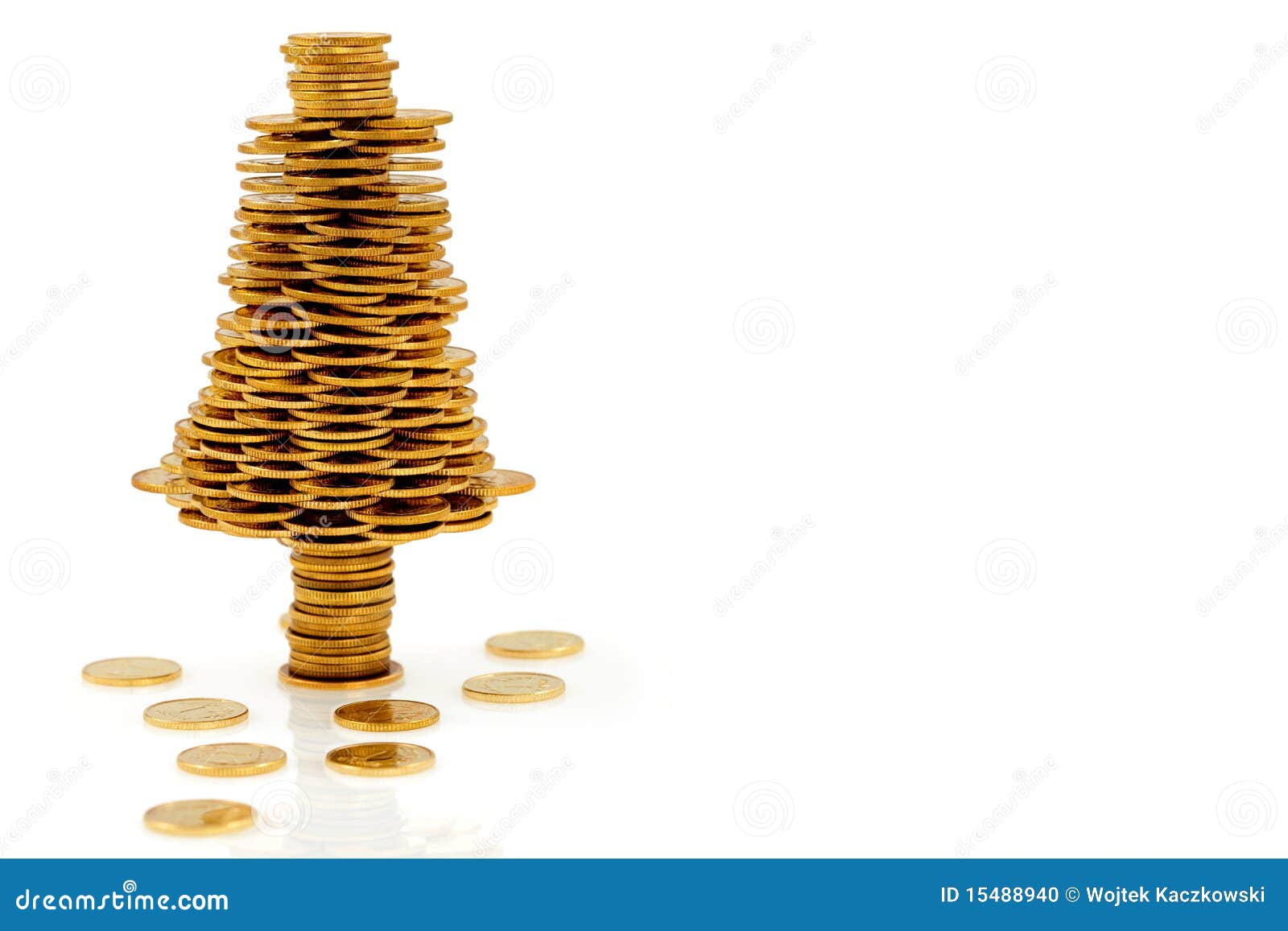 Happy Christmas Tree Made of Gold Coins Stock Photo - Image of shape ...