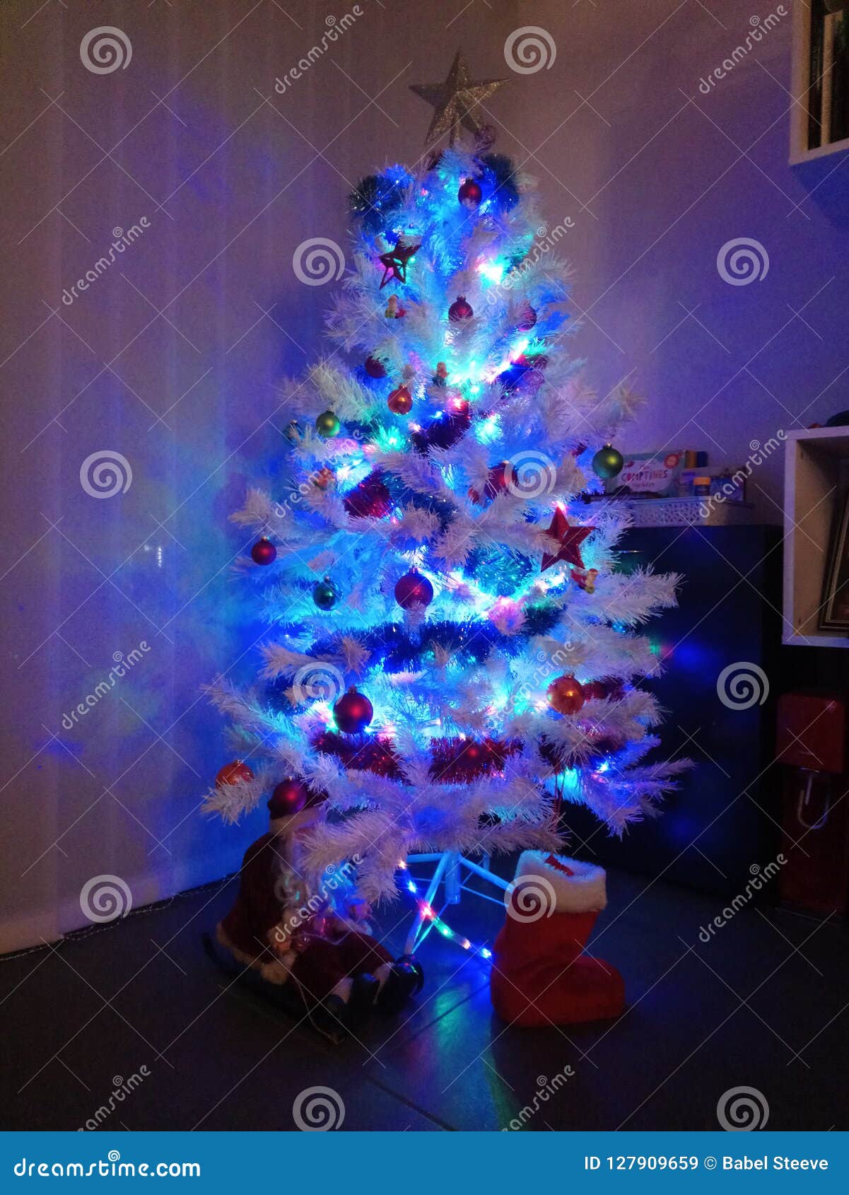 Happy Christmas tree stock image. Image of christmas - 127909659