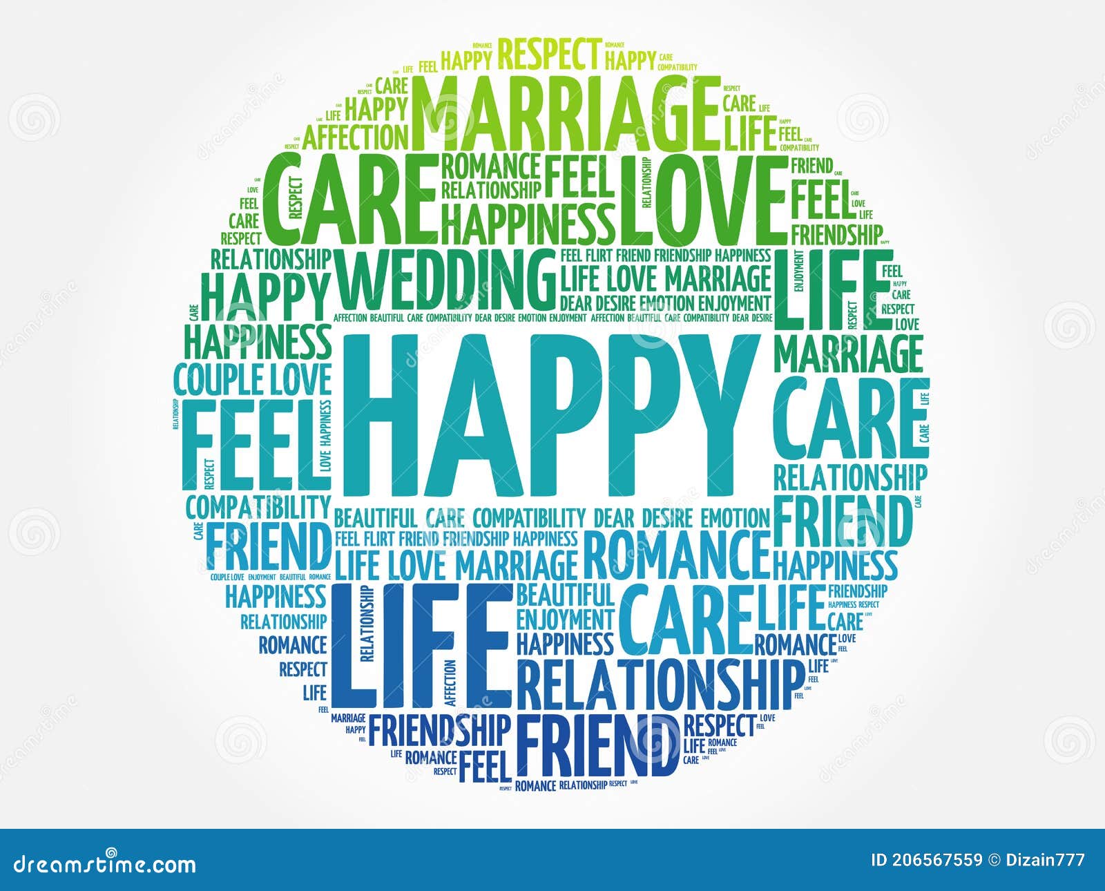 Happy circle word cloud stock illustration. Illustration of circle ...