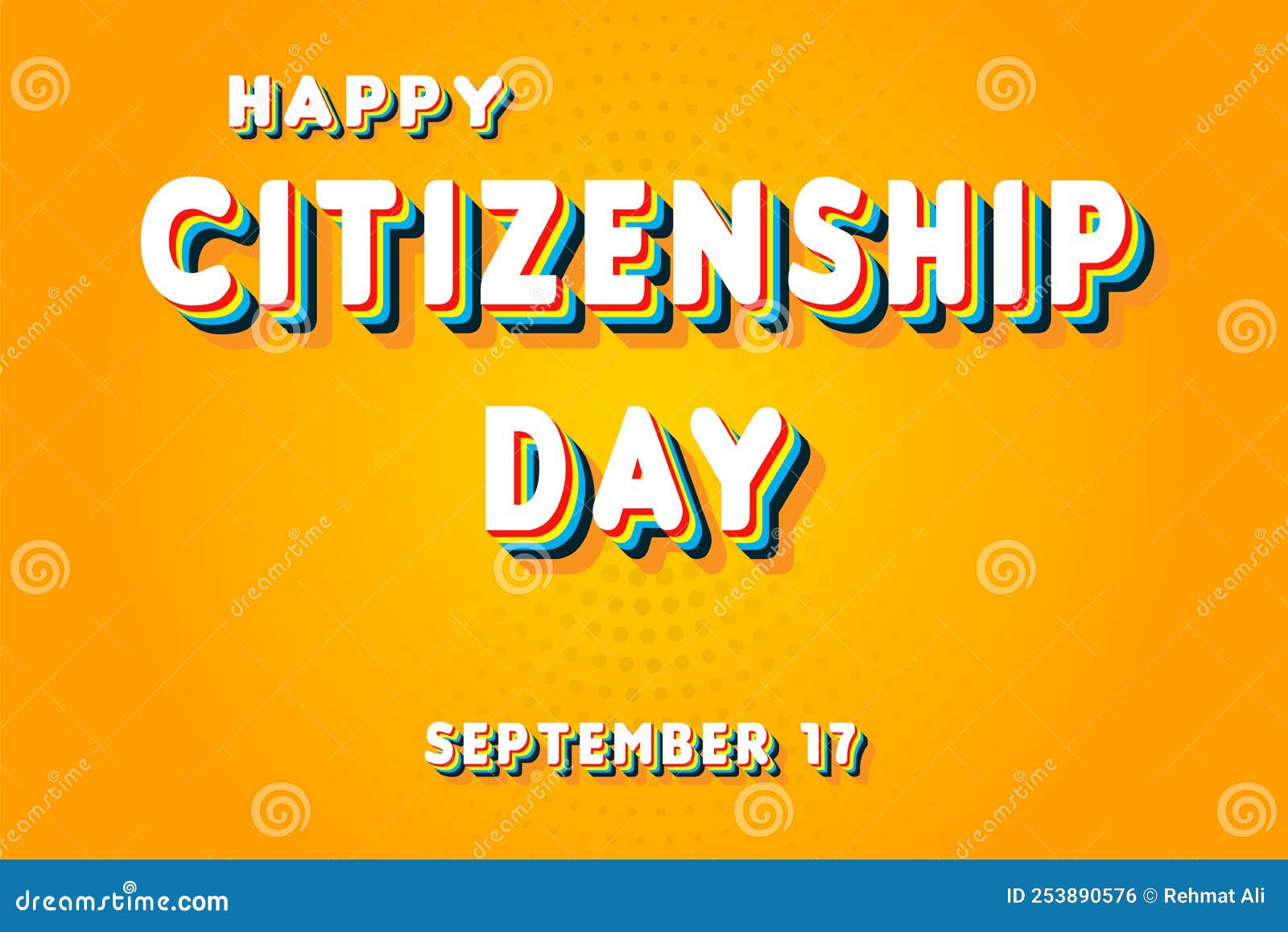 Happy Citizenship Day, September 17. Calendar of September Retro Text ...