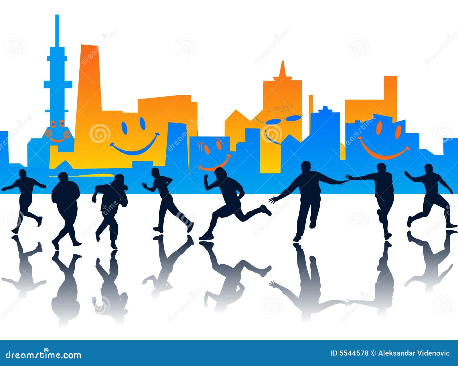 Happy city stock vector. Illustration of spring, girl - 5544578