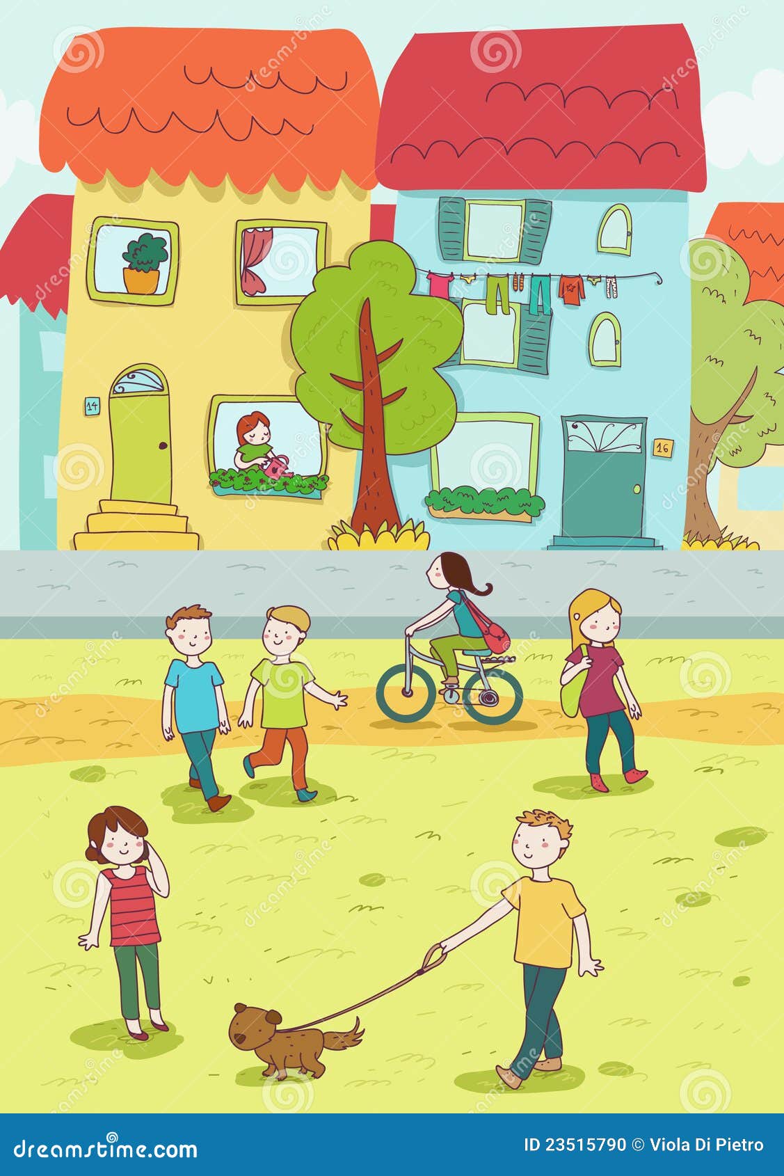 Happy city landscape stock illustration. Illustration of active - 23515790