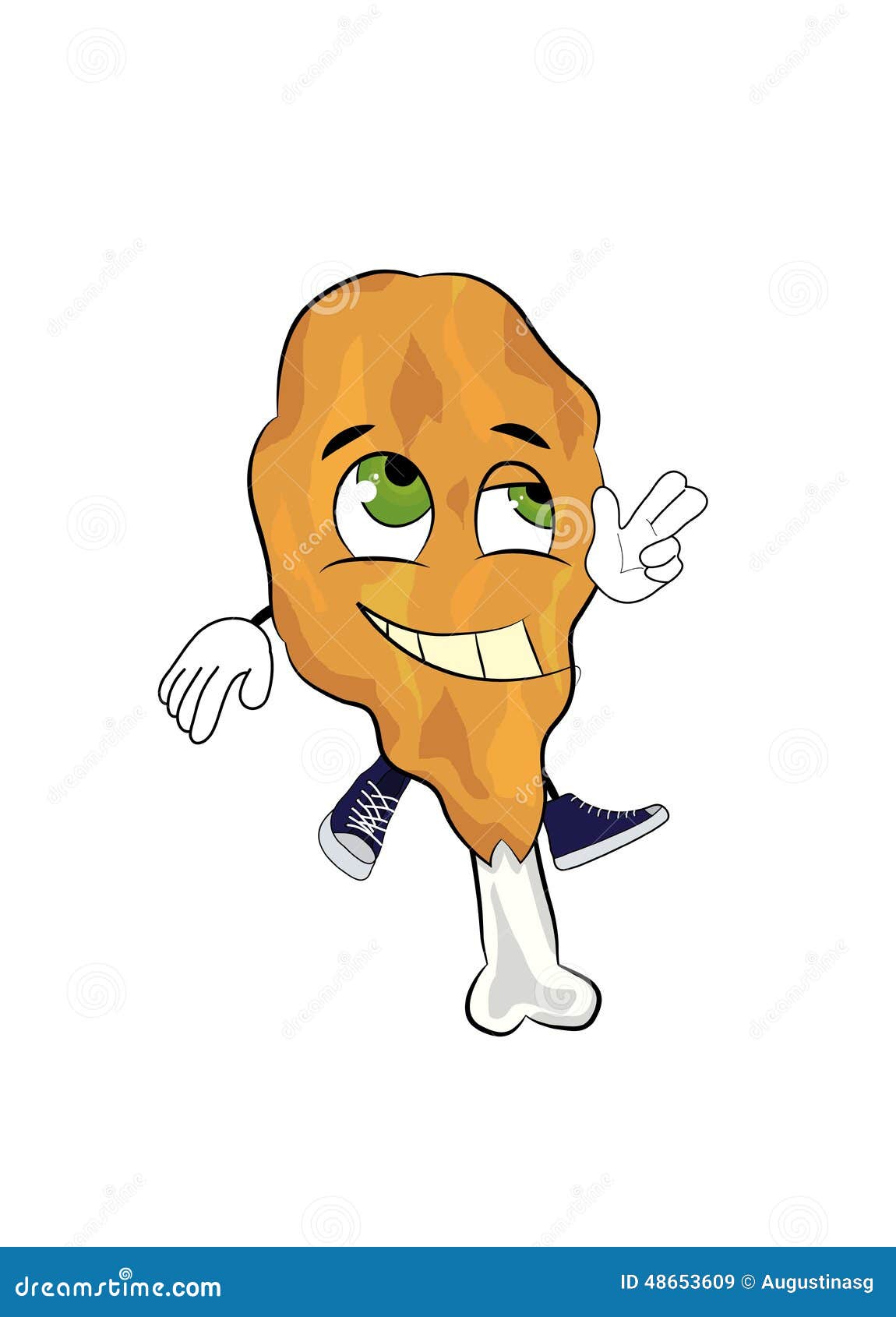 Happy ckicken leg cartoon stock illustration. Illustration of isolated ...