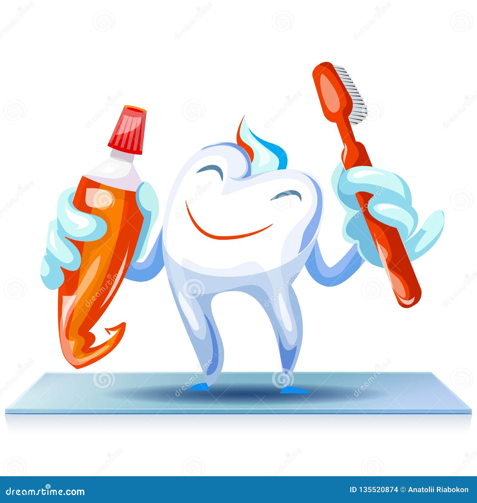 Happy Clean Tooth Concept Background, Cartoon Style Stock Vector ...
