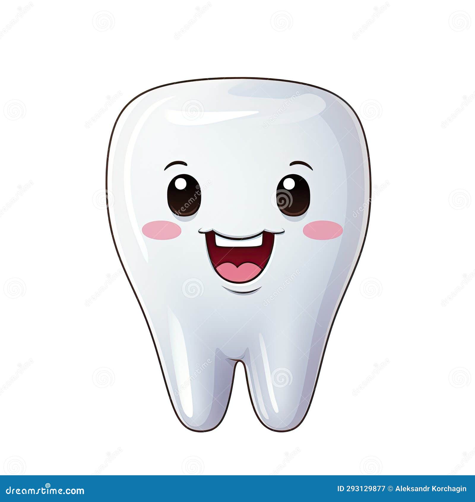 Happy Clean Tooth on White Isolated Background. Cartoon Character Stock ...