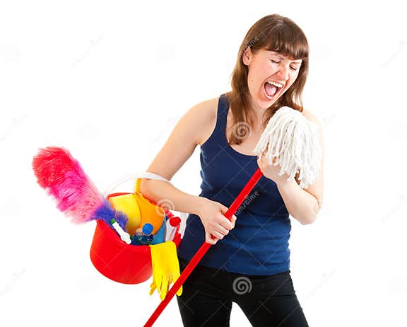 Happy cleaner stock photo. Image of duster, glove, hygiene - 18910338
