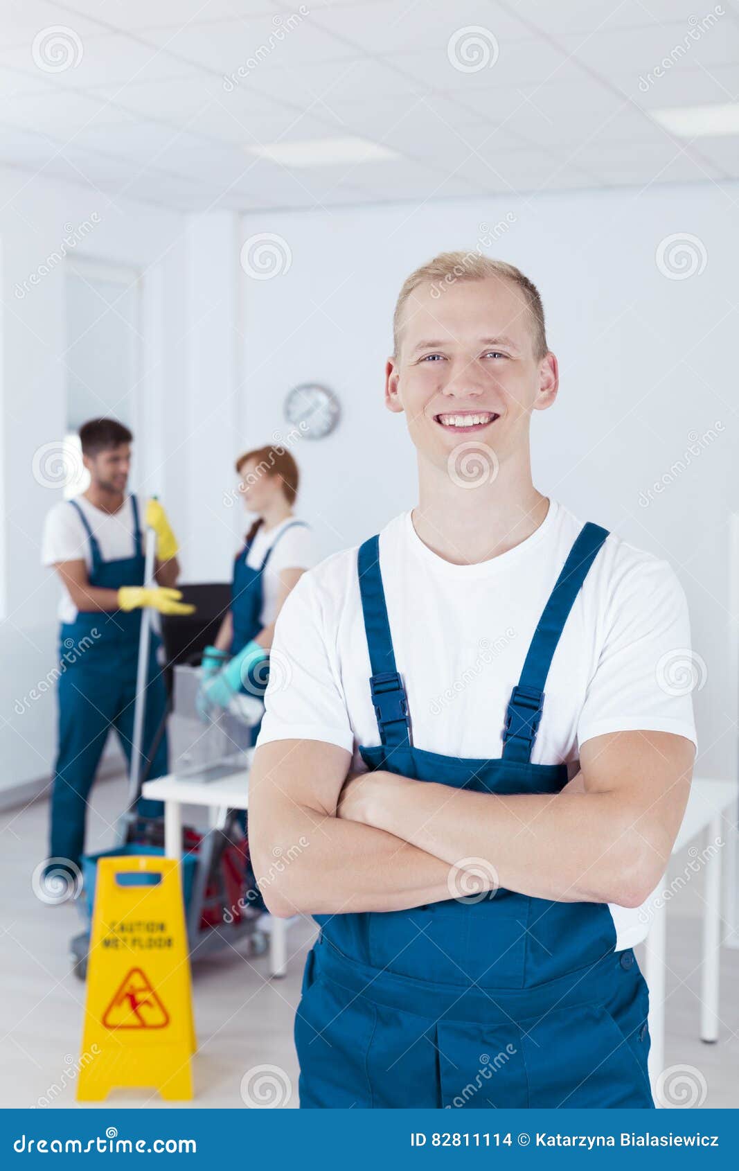 Happy cleaning staff stock photo. Image of happy, summer - 82811114