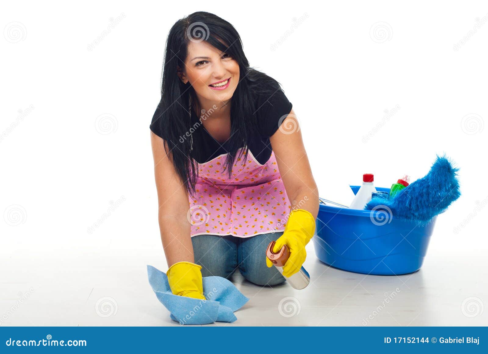 Happy cleaning woman stock photo. Image of beauty, detergents - 17152144