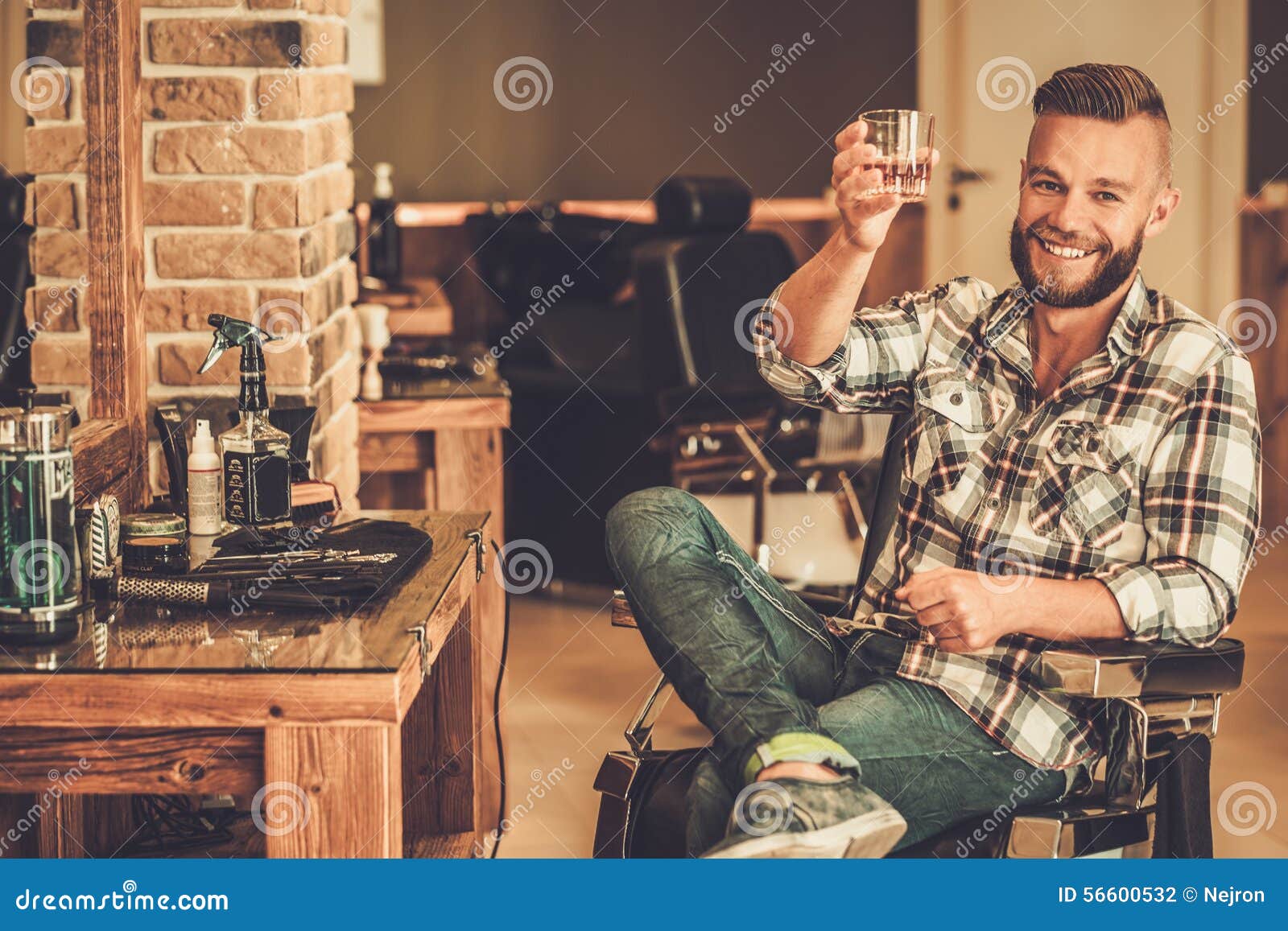 Happy Client in Barber Shop Stock Photo - Image of cool, gentleman ...
