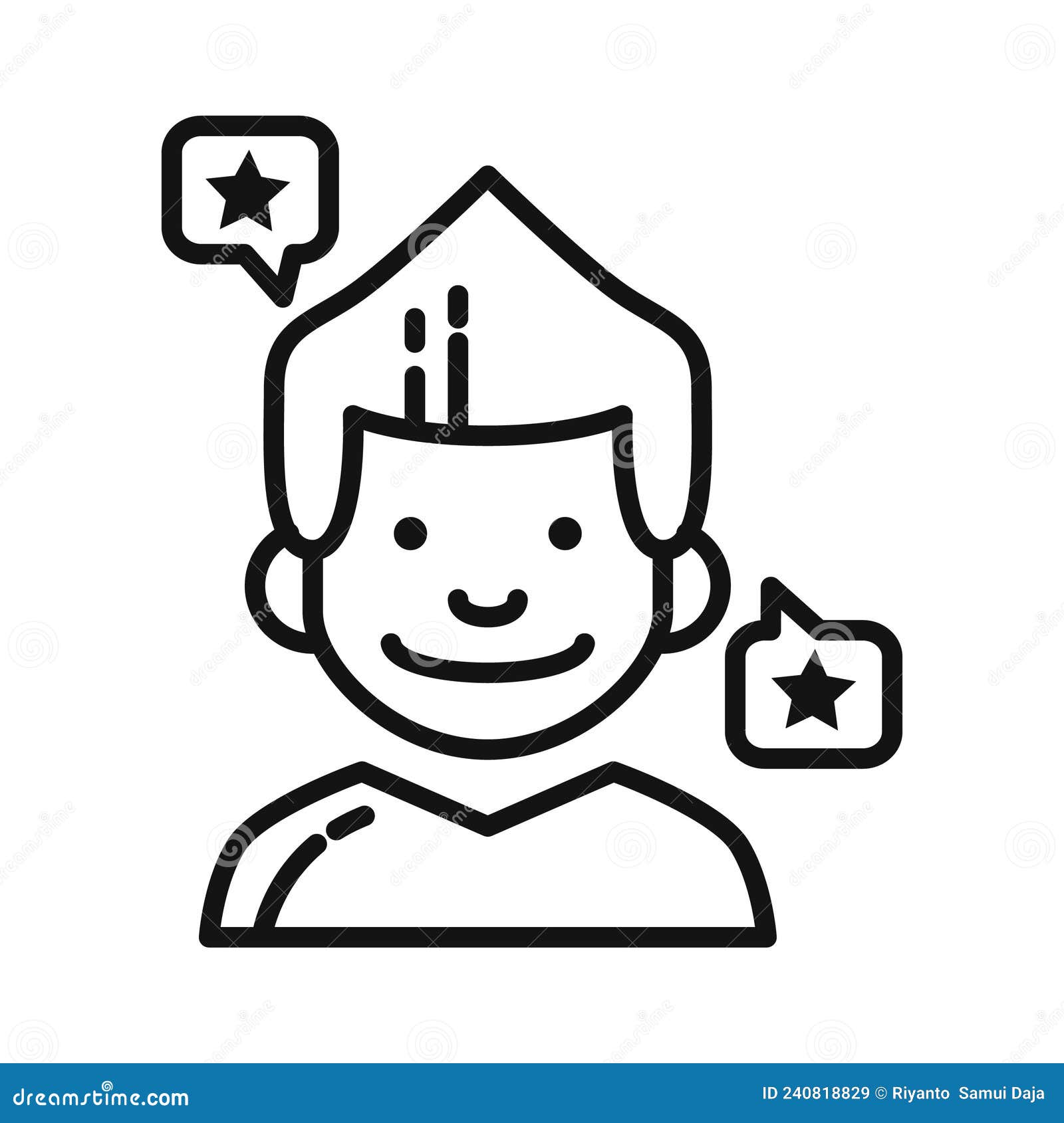 Happy Client Black and White Illustration Stock Vector - Illustration ...