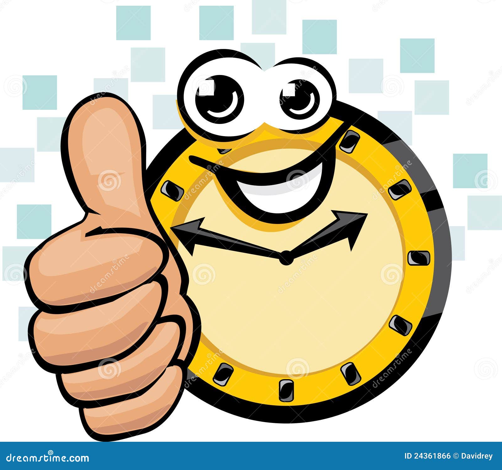 Happy clock stock vector. Illustration of hand, character - 24361866
