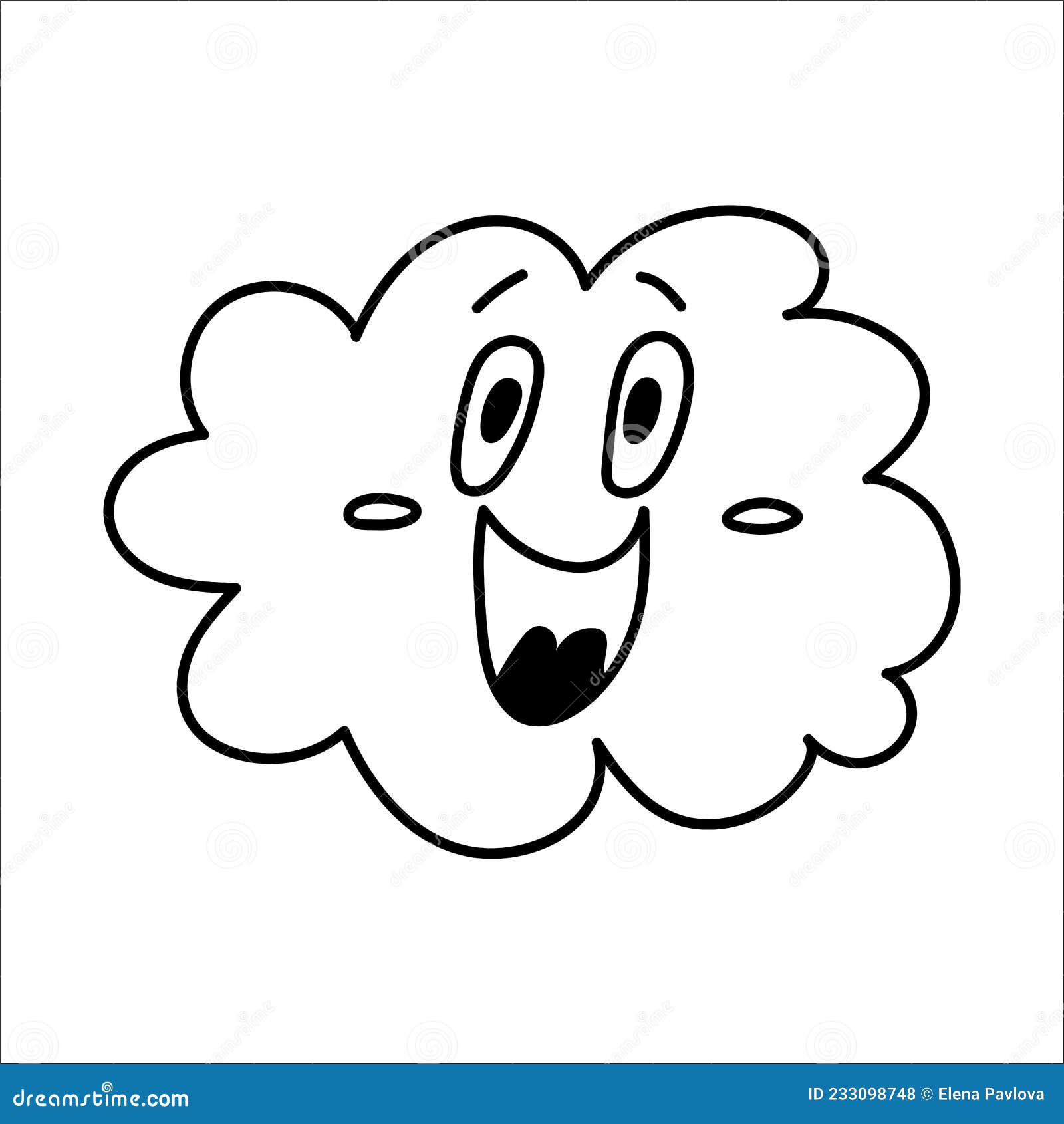 Happy Cloud Doodle Illustration. Hand Drawing Fun Cloud with Cute ...