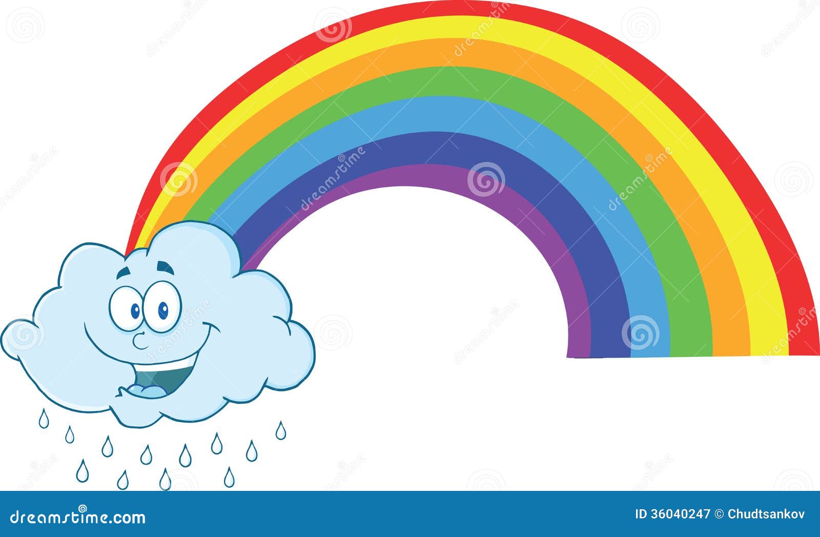 Happy Cloud Raining with Rainbow Stock Vector - Illustration of humor ...