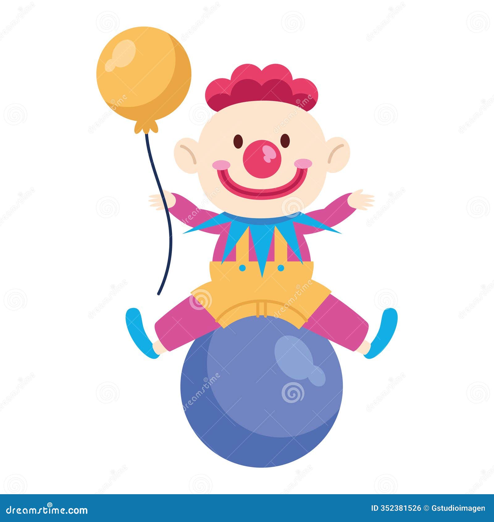 Happy Clown with Balloons Party Stock Illustration - Illustration of ...