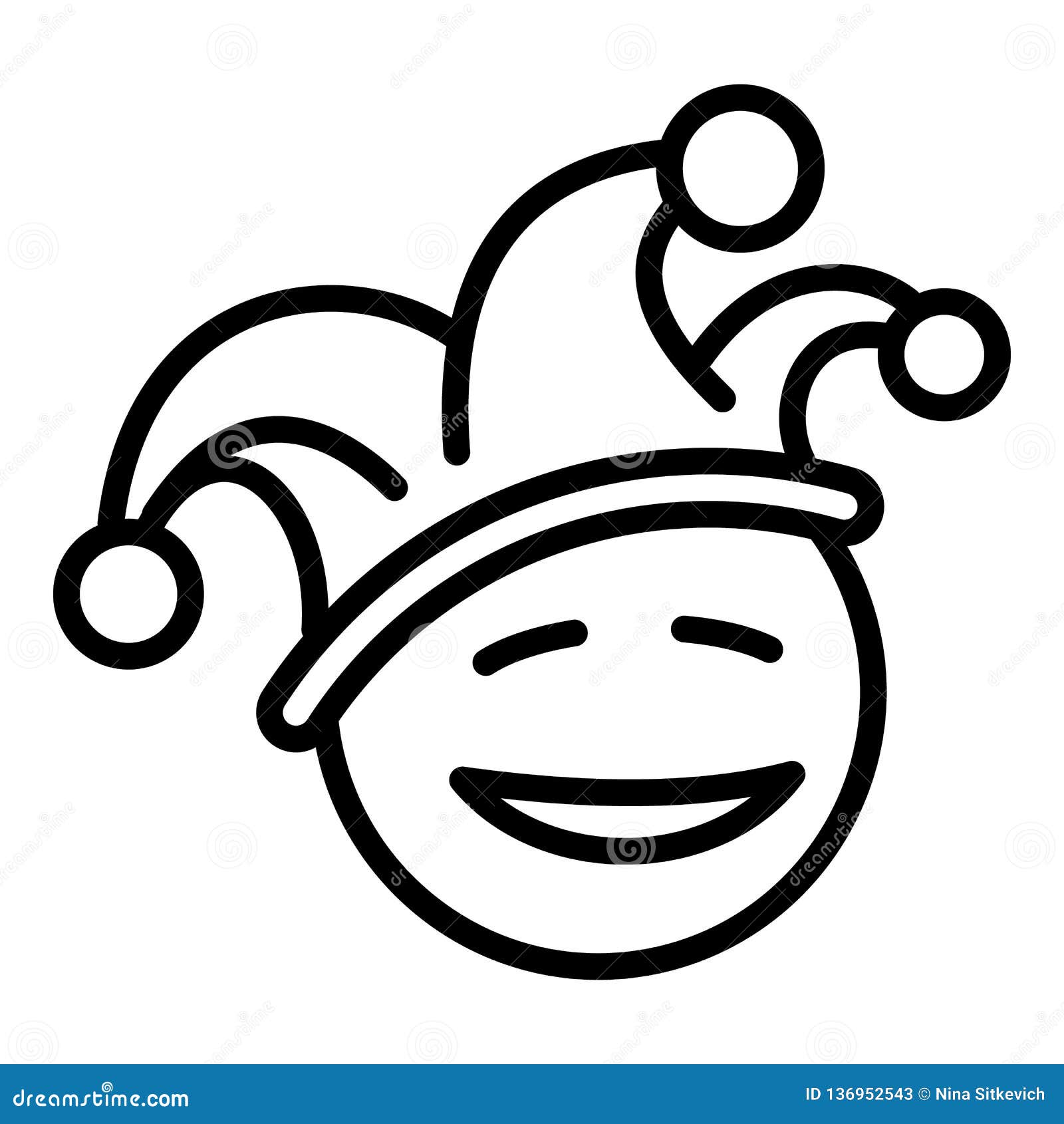 Happy Clown Face Icon, Outline Style Stock Vector - Illustration of ...