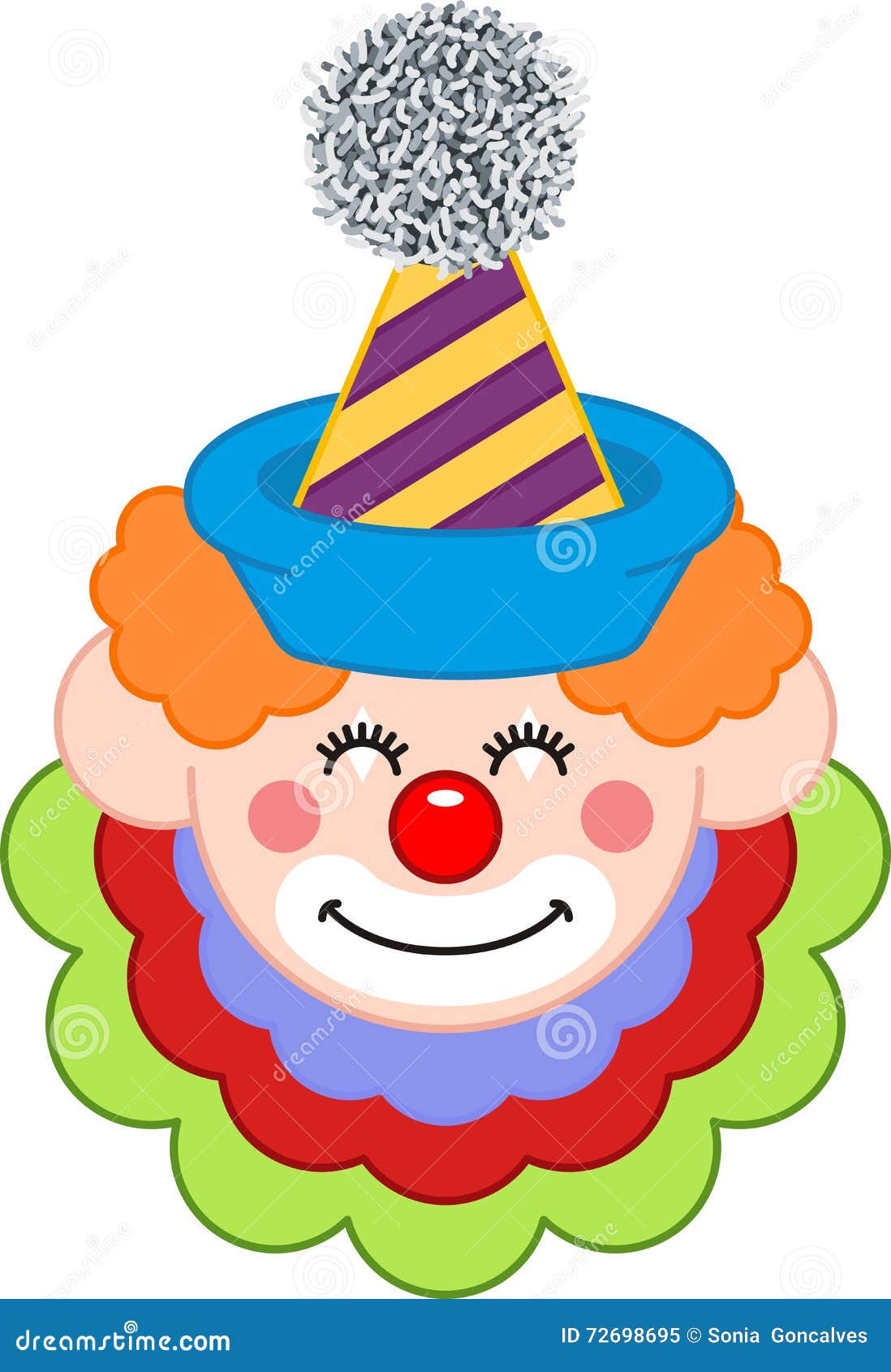 Happy Clown Face stock vector. Illustration of graphic - 72698695