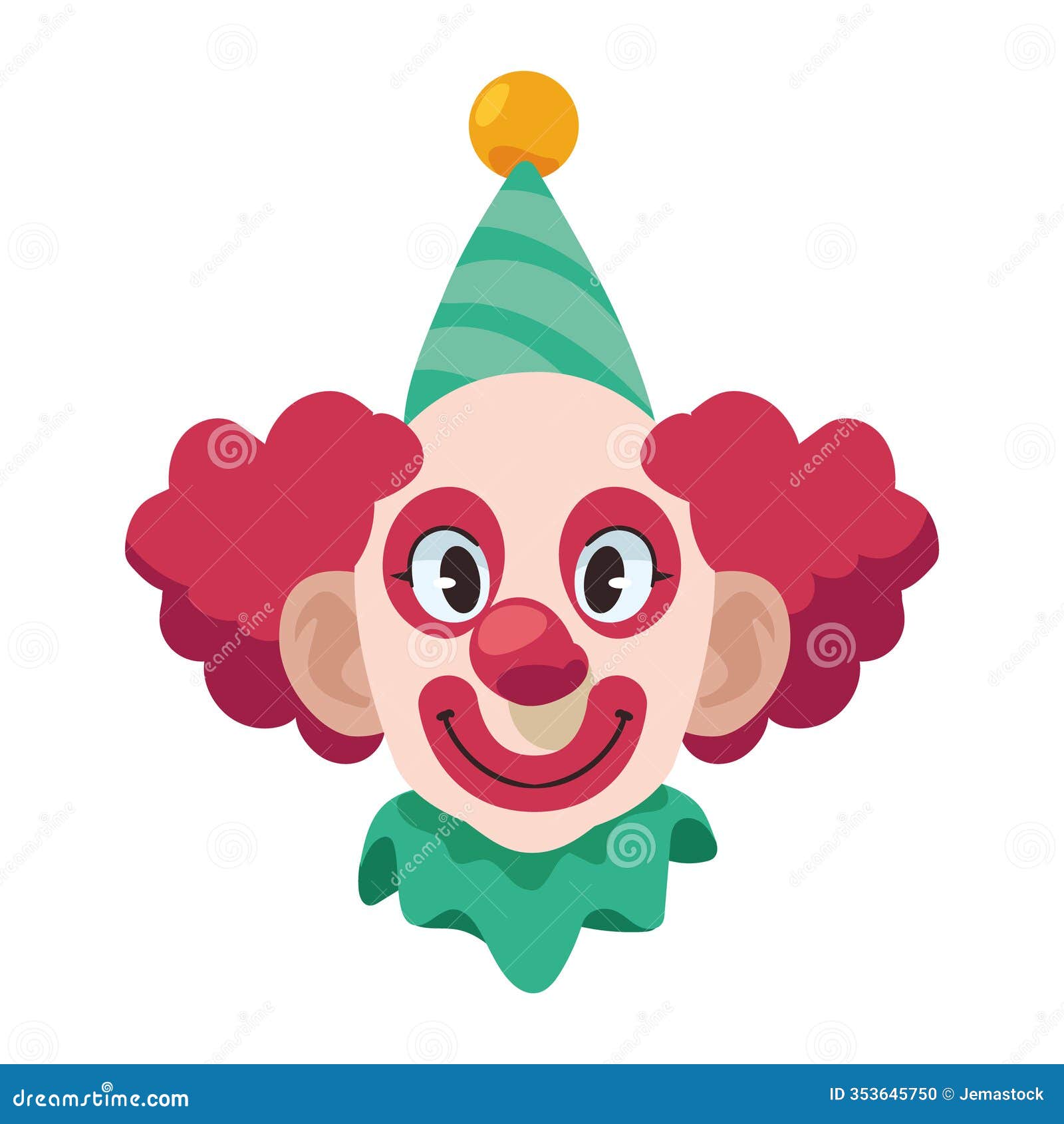 Happy Clown Head and Party Hat Stock Illustration - Illustration of ...