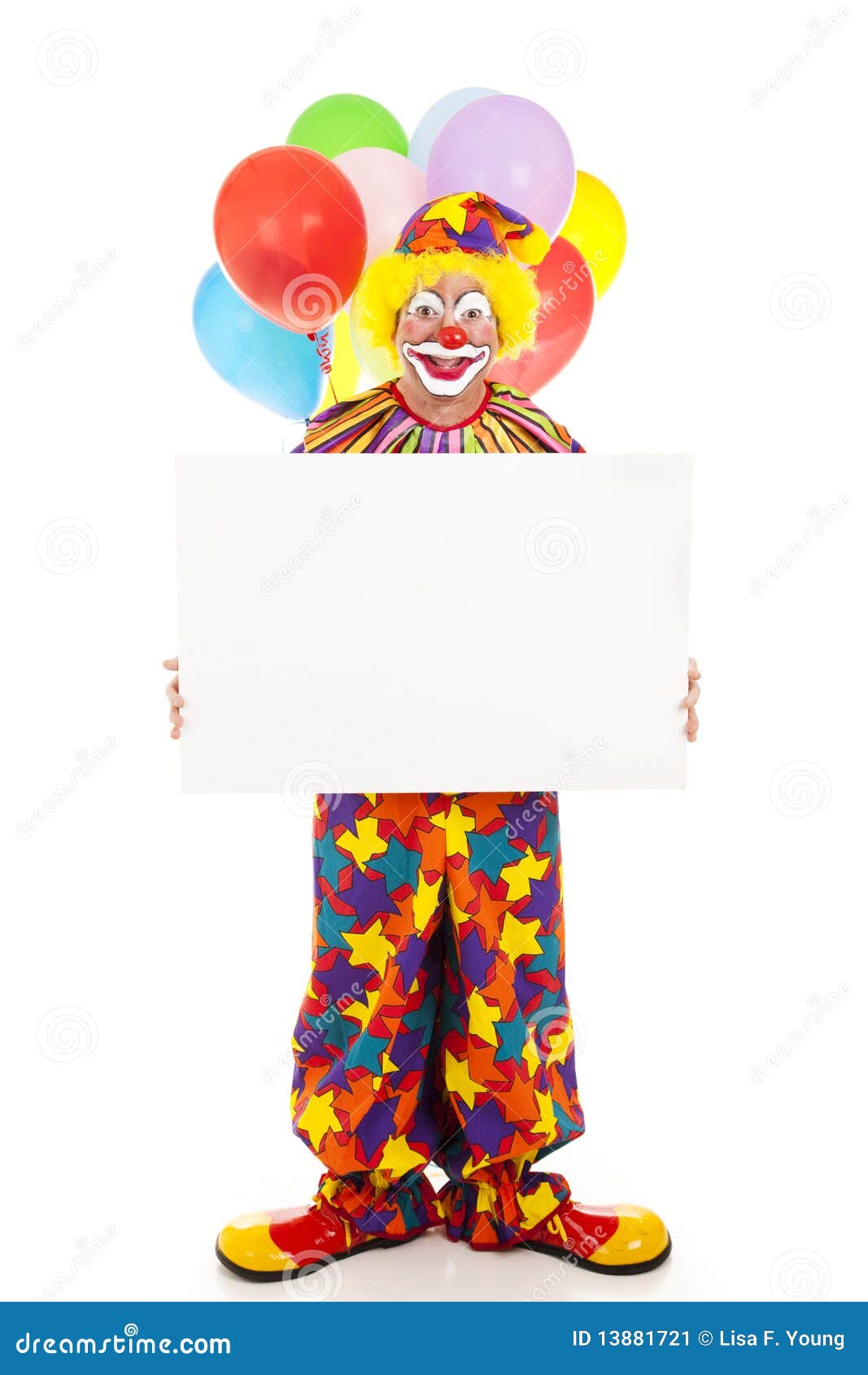 Happy Clown Holding Sign stock image. Image of circus - 13881721