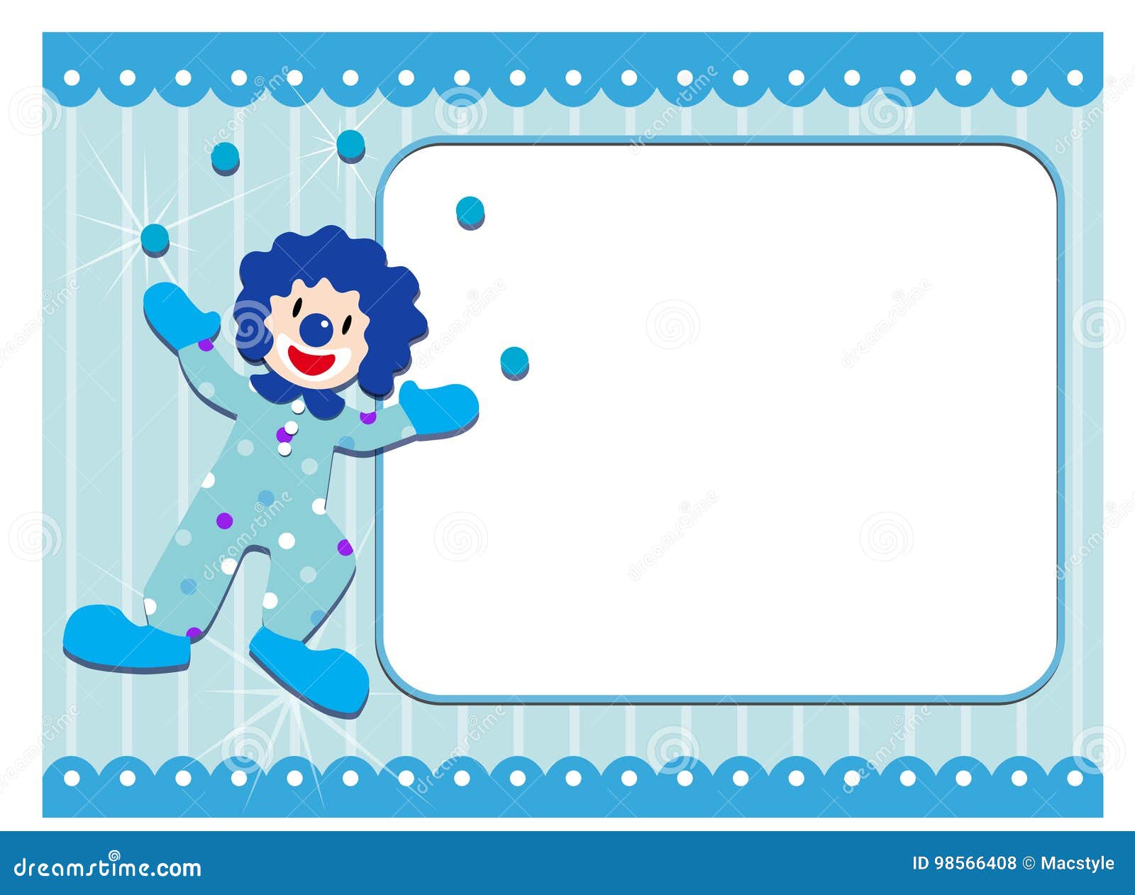 Happy clown stock vector. Illustration of circus, frame - 98566408