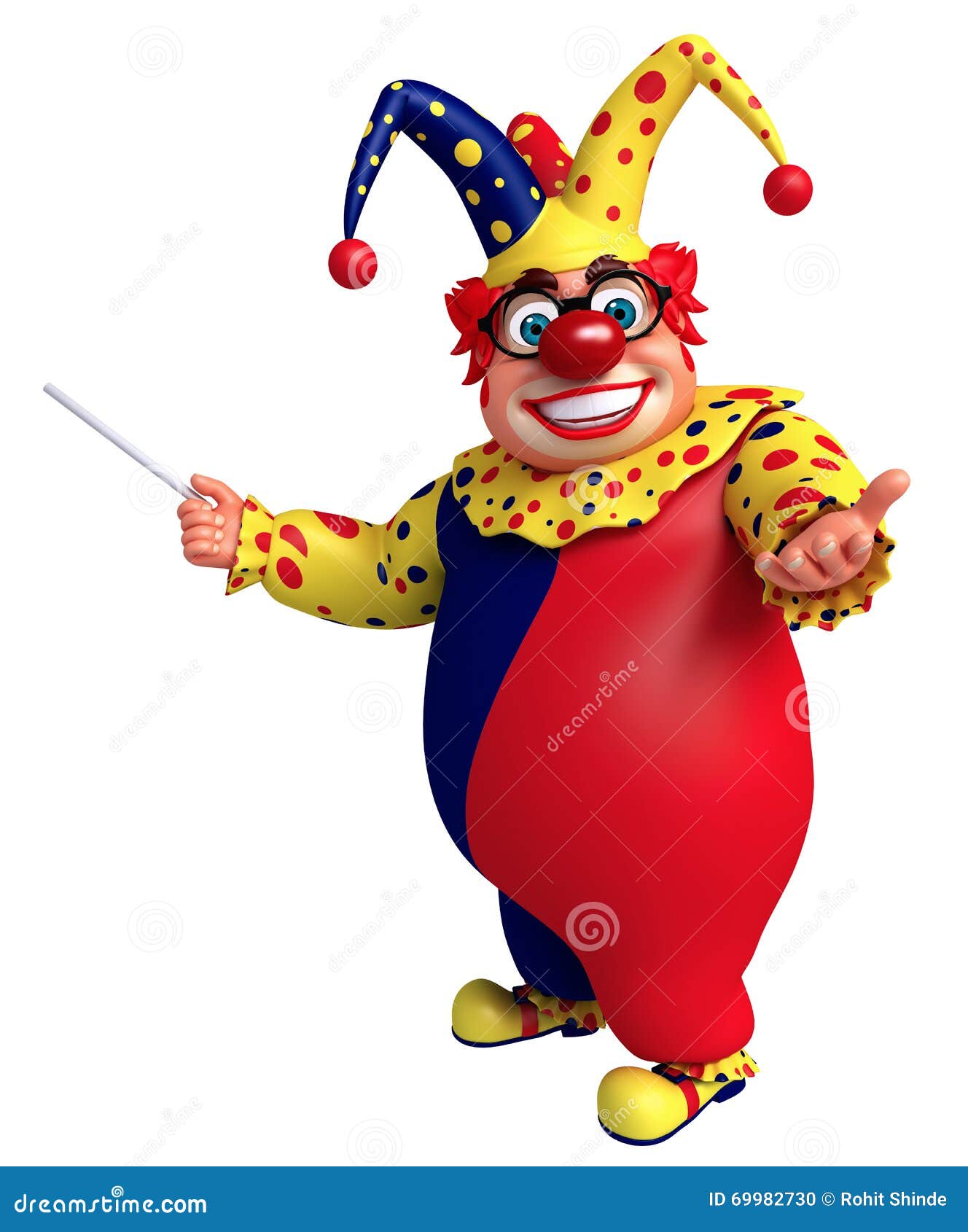 Happy Clown with Pointing Pose Stock Illustration - Illustration of ...