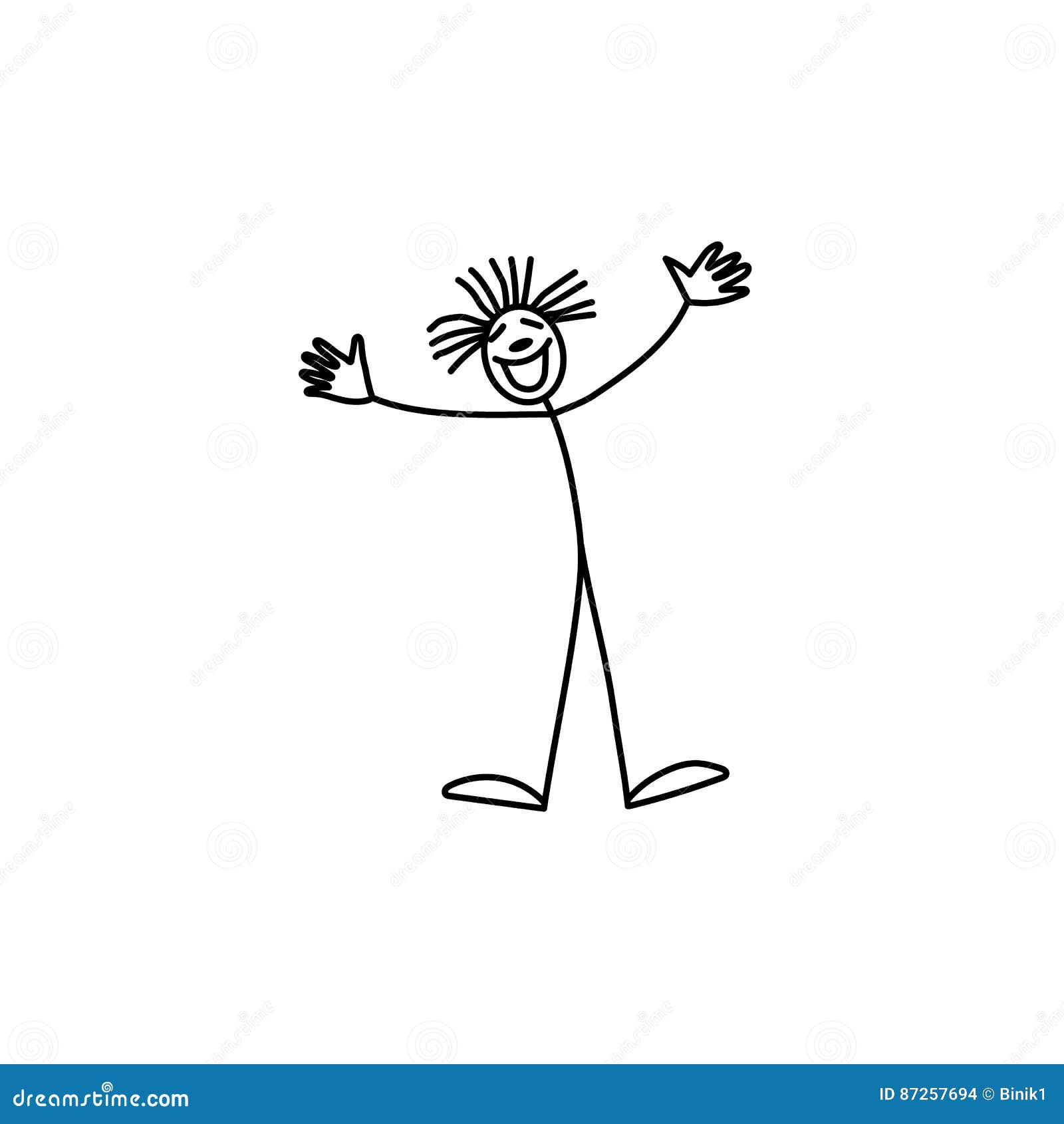 Happy clown stick figure stock vector. Illustration of positive - 87257694